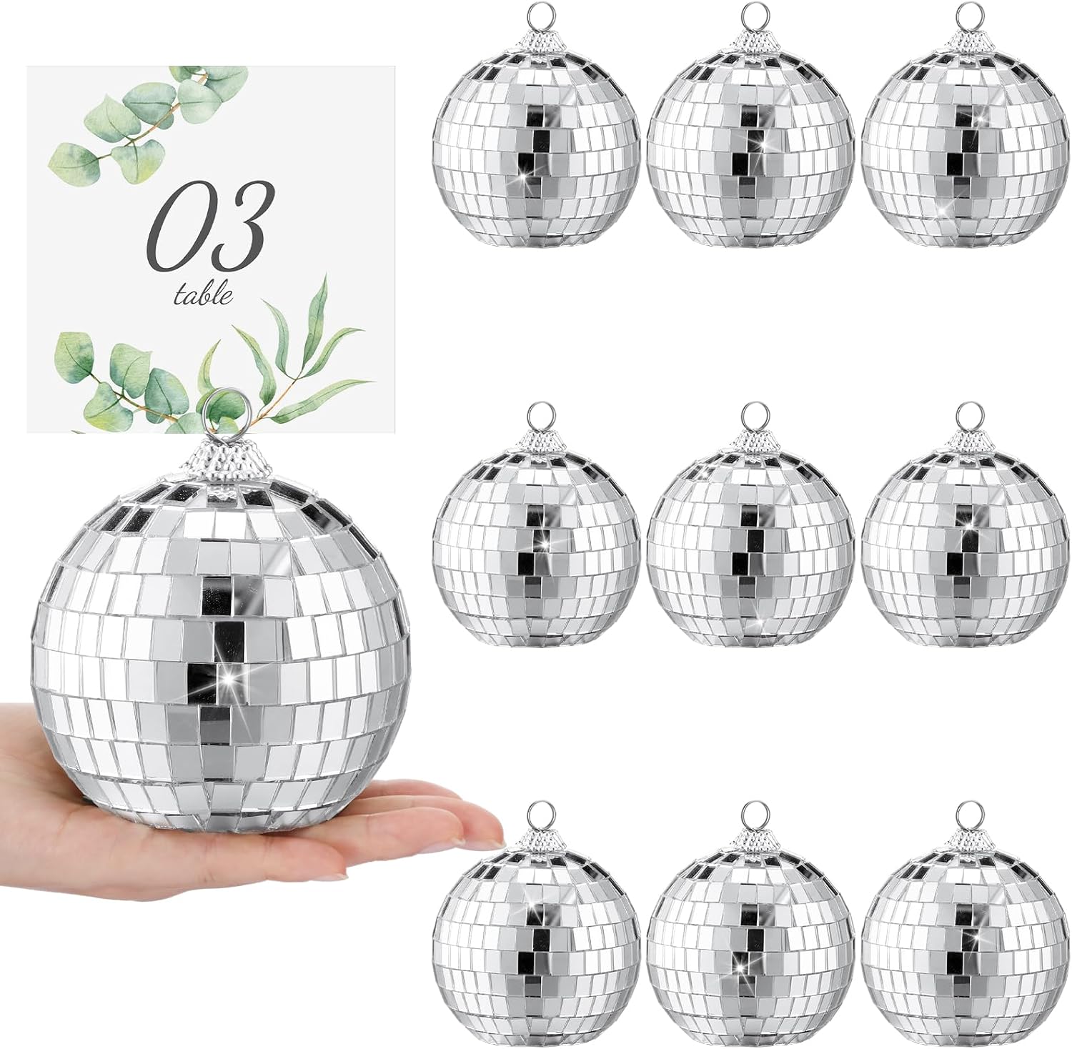 Amazon.com: Engrowtic 10 Pcs Disco Ball Place Card Holders 4 Inch Large ...