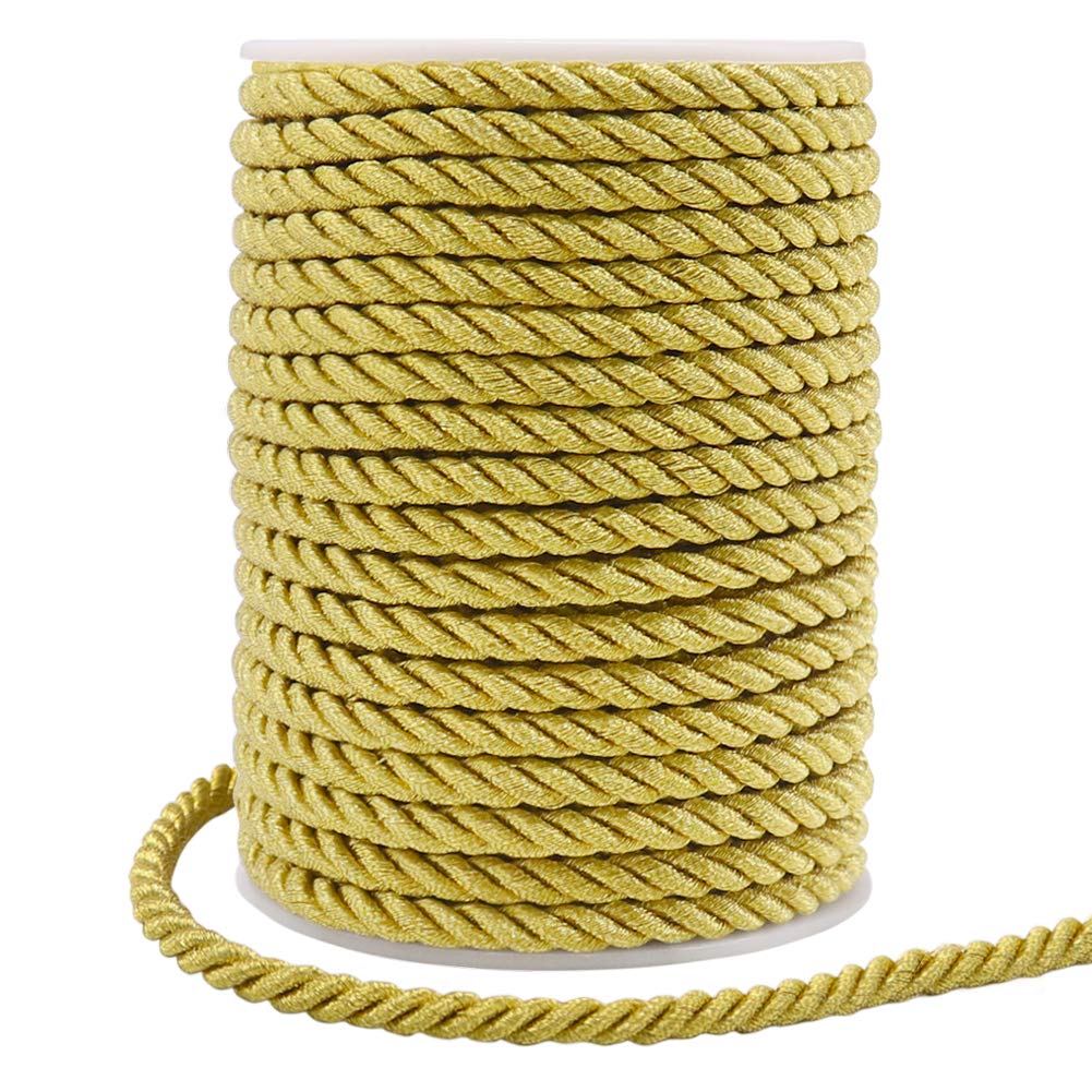 Tenn Well 5mm Twisted Cord Trim, 59 Feet Gold Decorative Rope for ...