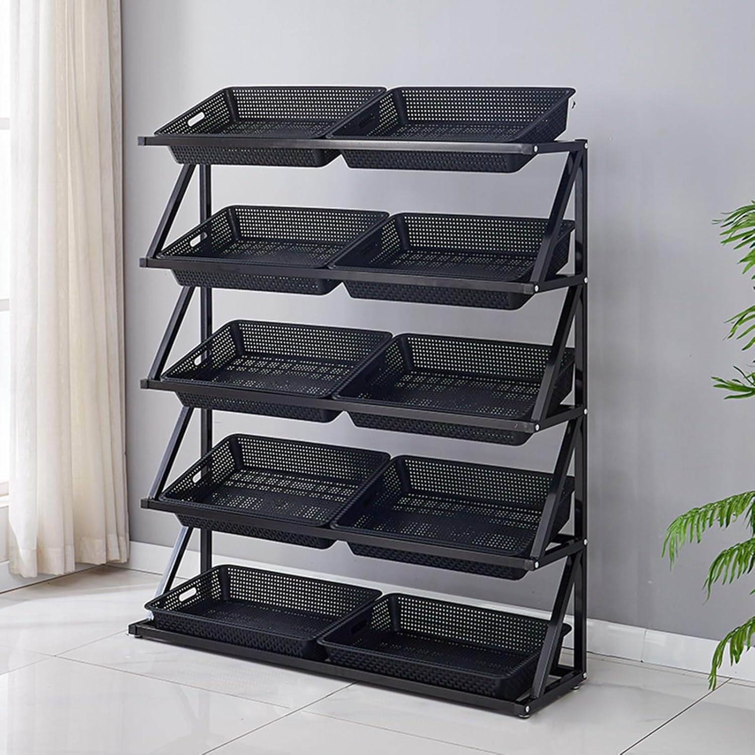 Amazon.com - 4 5 Tier Commercial Supermarket Fruit Rack Vegetable Shelf ...