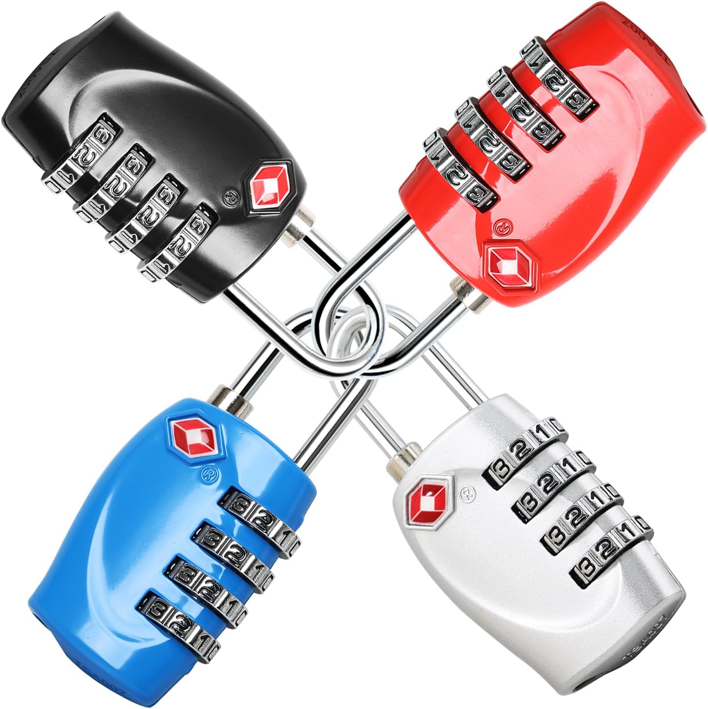 TRIXES 4 x TSA Combination Padlocks - Family Value Bundle Pack of ...