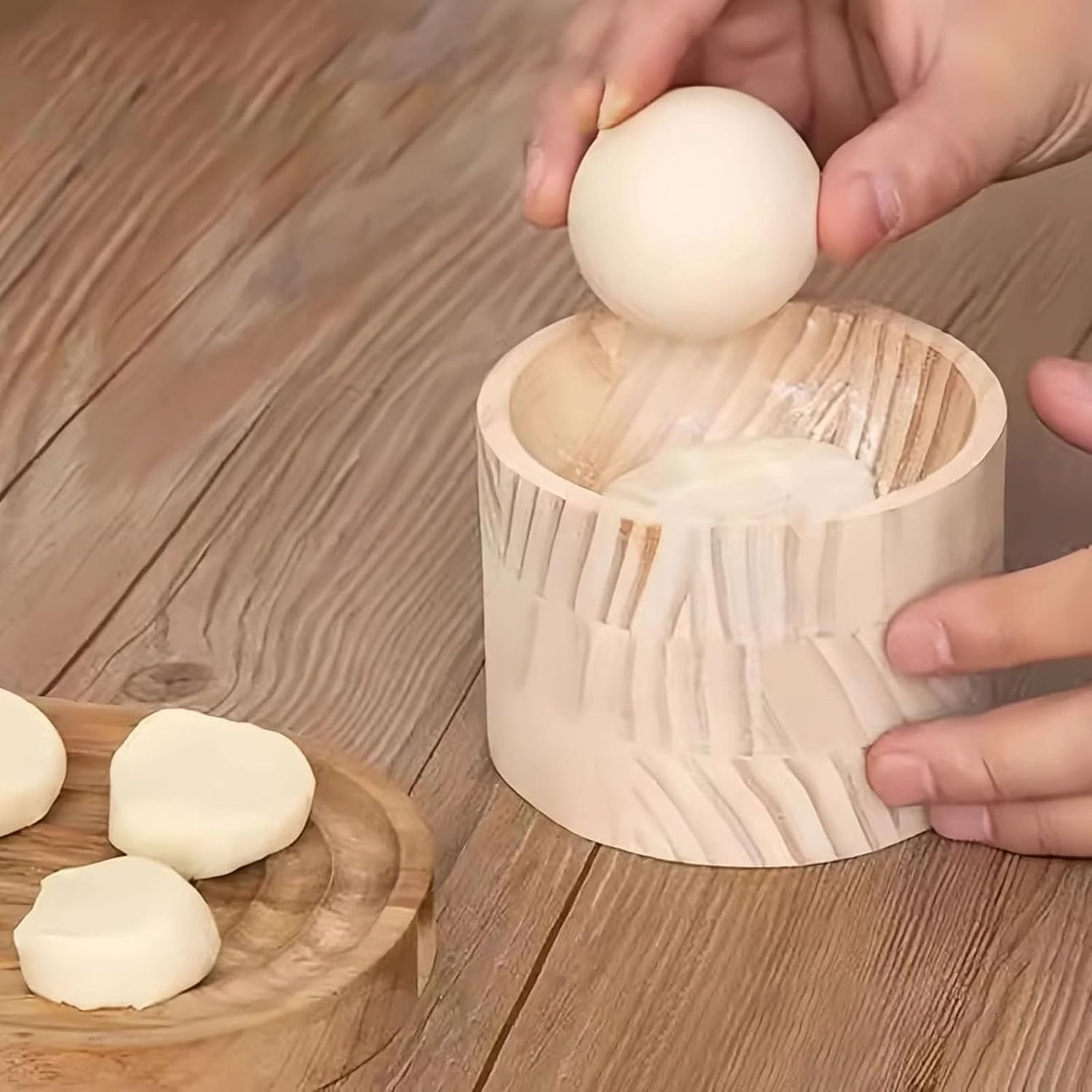 Amazon.com: Wooden Dumpling Skin Maker, Handheld Dough Presser for ...