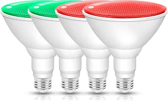 Amazon.com: Red and Green Light Bulbs [4 Pack], Par38 LED Red Green ...
