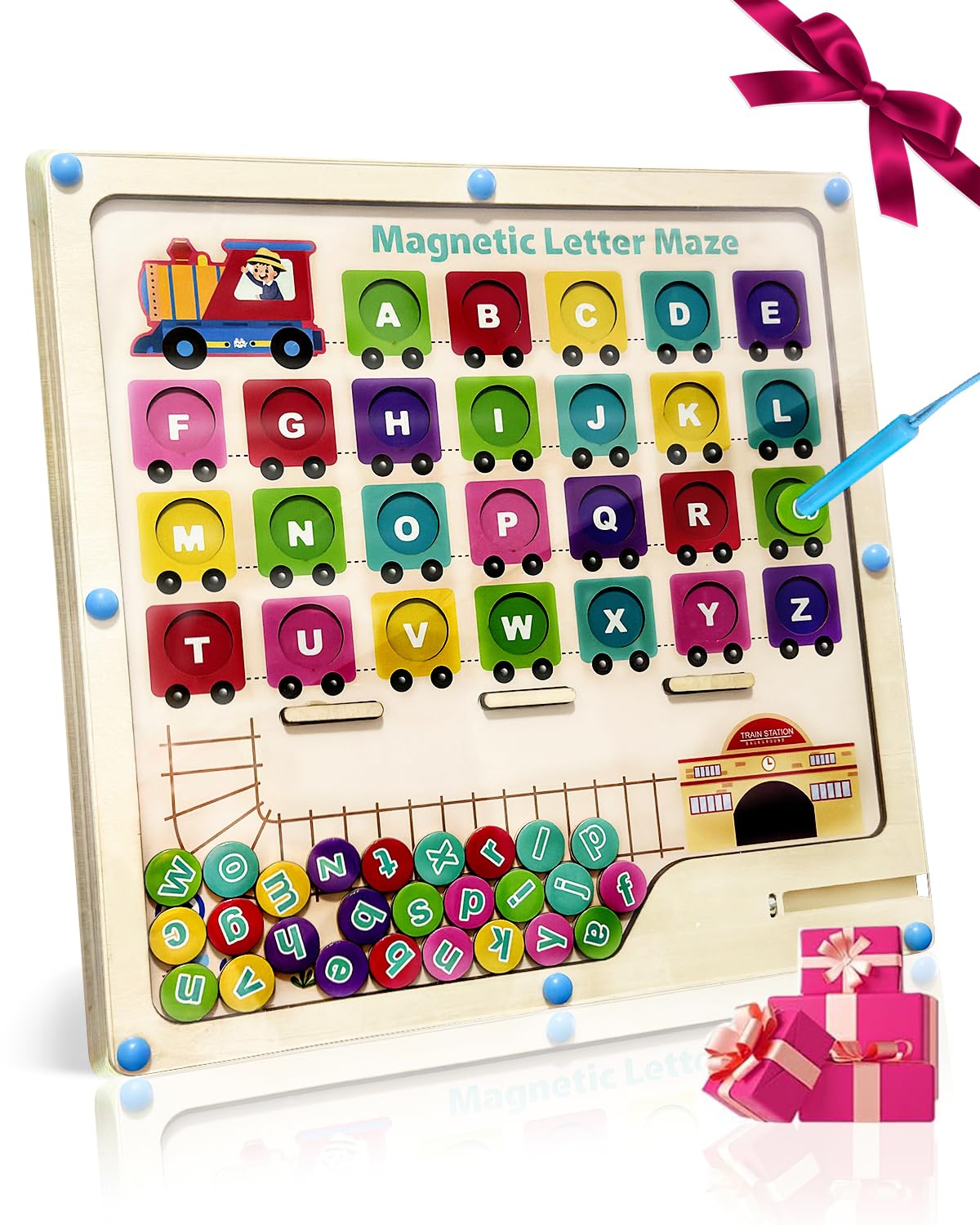 Amazon.com: Magnetic Alphabet Maze Board, Wooden Montessori Learning ...