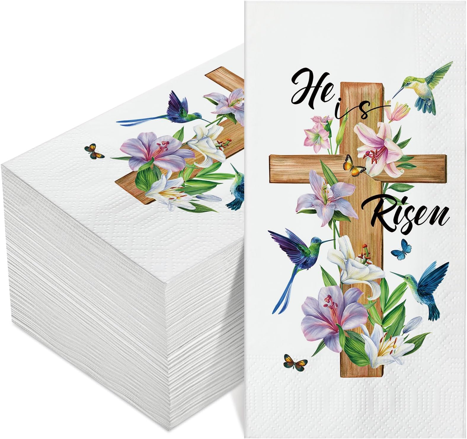 Amazon.com: Pasimy 100 Pcs He Is Risen Napkins Bulk Spring Easter ...