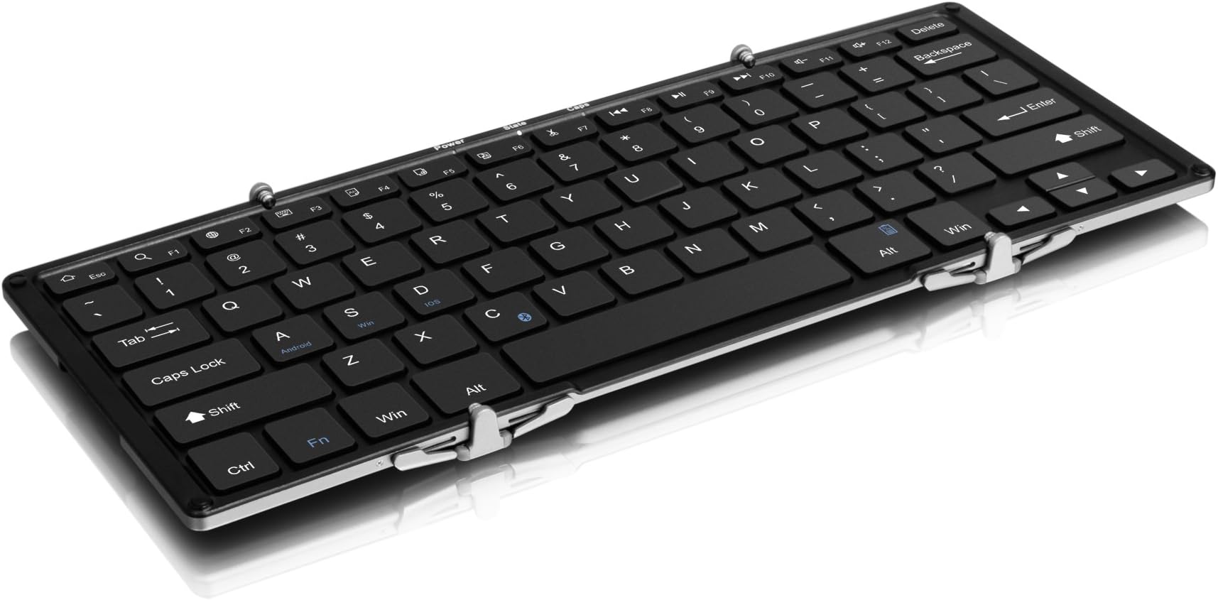 Aluratek Portable Aluminum Tri-Fold Bluetooth Keyboard (Standard Full ...