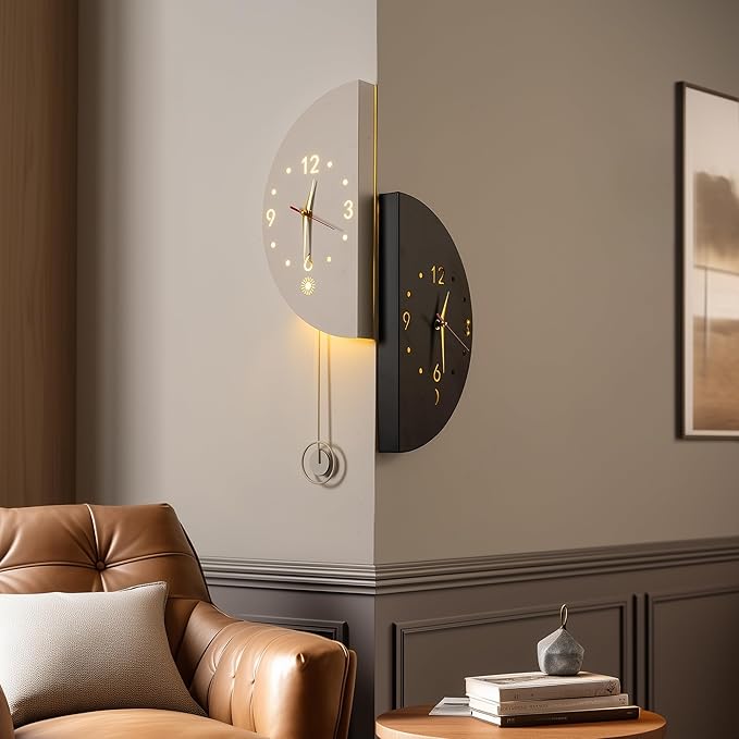 Amazon.com: Favorite Garden Corner Modern Wall Clock, Stylish Double ...