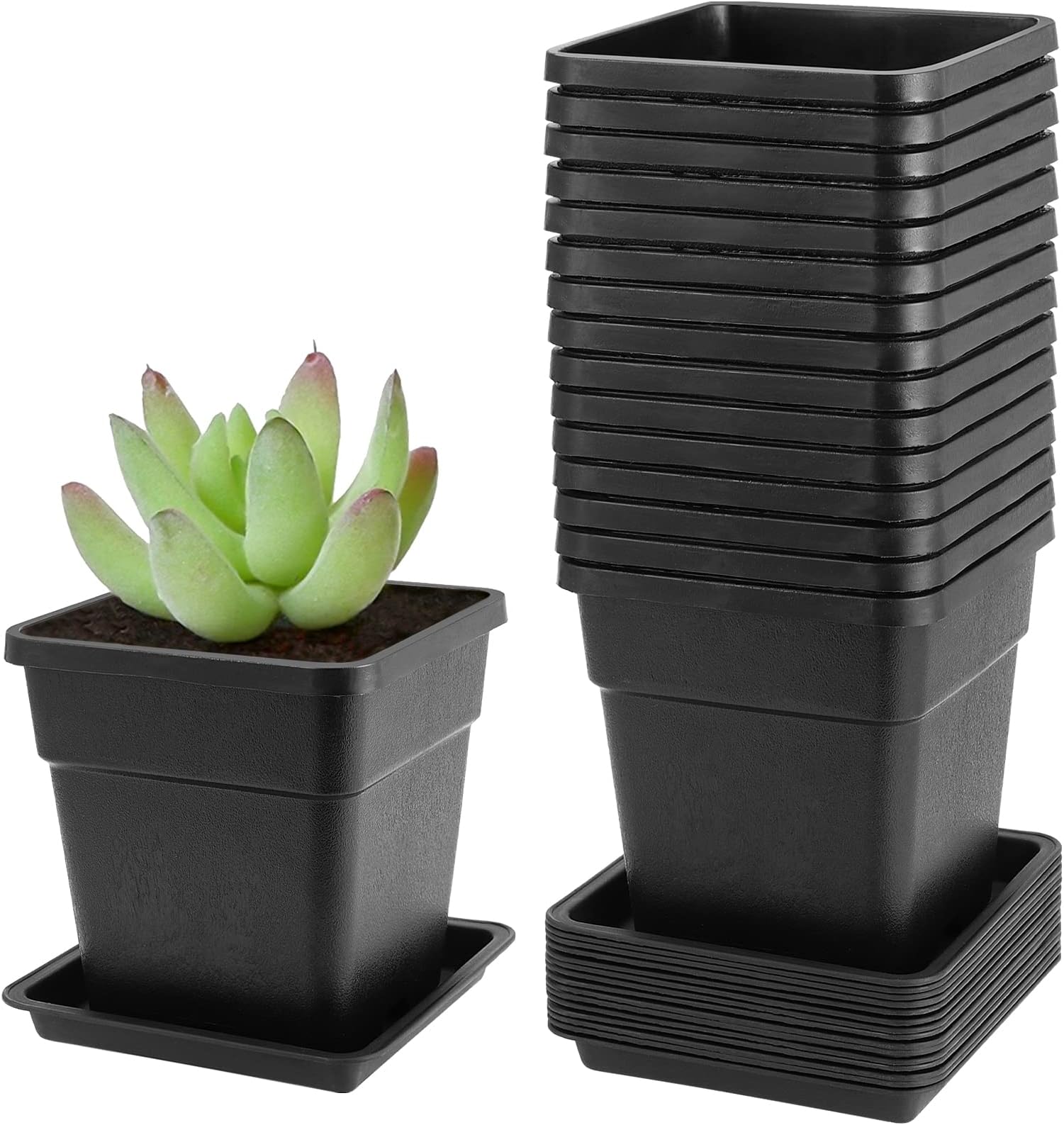 Amazon.com: Ziqi 60pcs Plastic Square Nursery Pot (Black) Thick Plastic ...