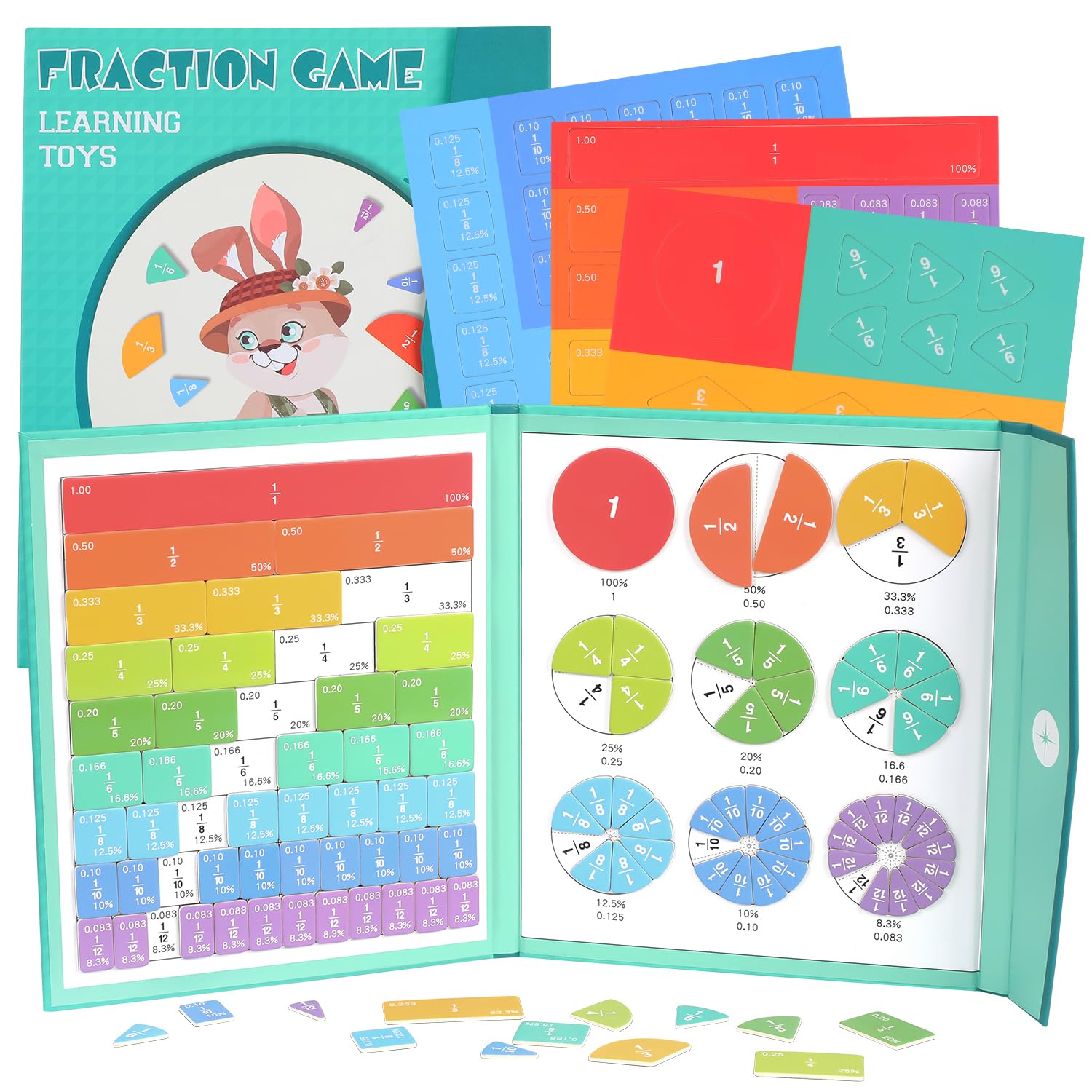 Amazon.com: Magnetic Fraction Educational Puzzle, Magnetic Fraction ...