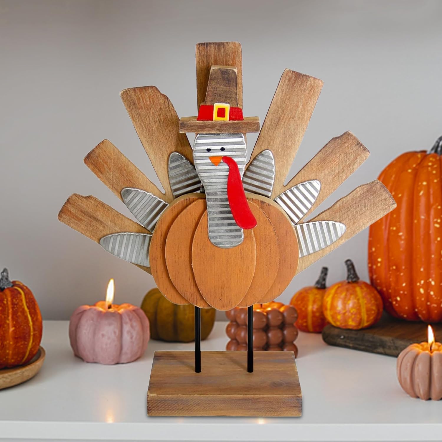 Amazon.com: Zcaukya Thanksgiving Turkey Decoration, Wooden Indoor ...