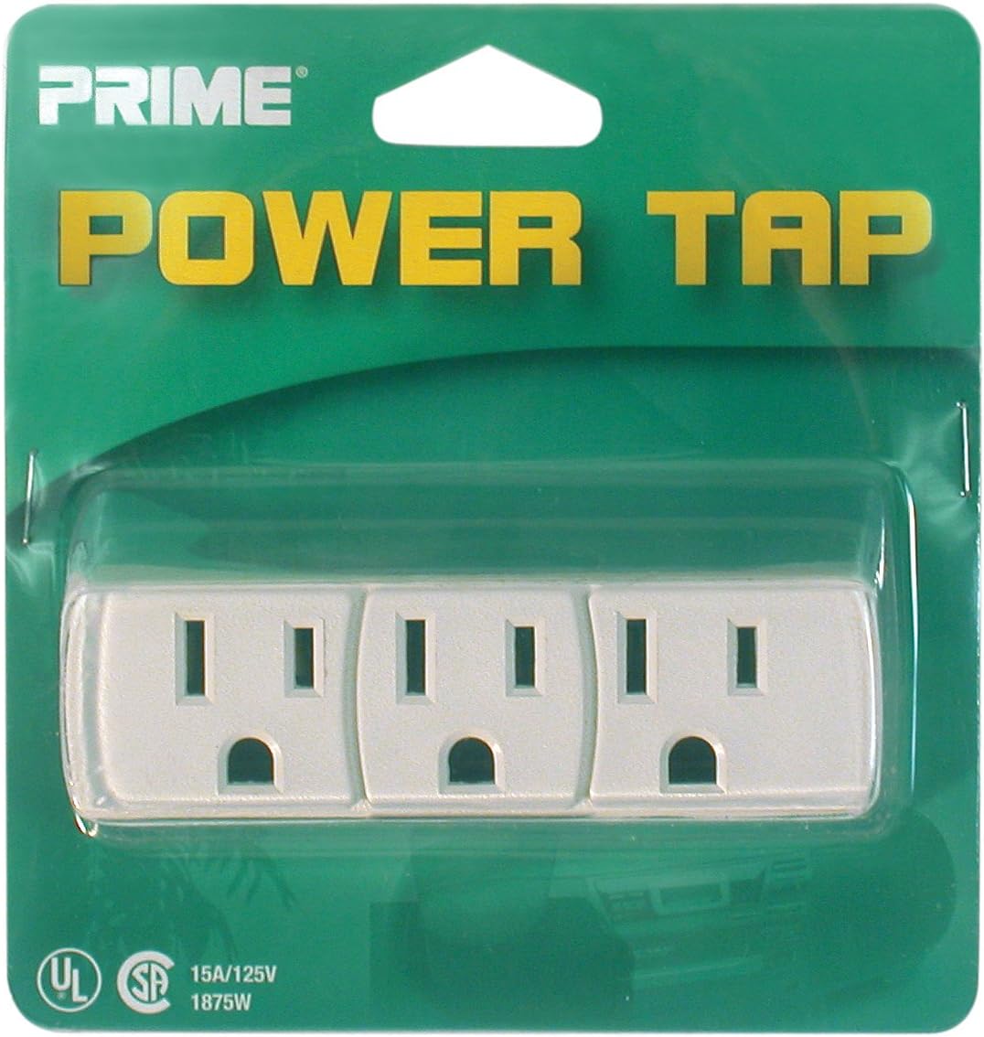 Prime AD110000 3 Outlet Power Tap, White - Power Strips And Multi ...