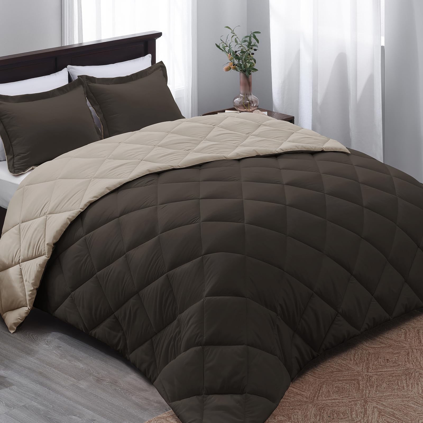 Basic Beyond Full Size Comforter Set - Brown and Ivory Comforter Set ...