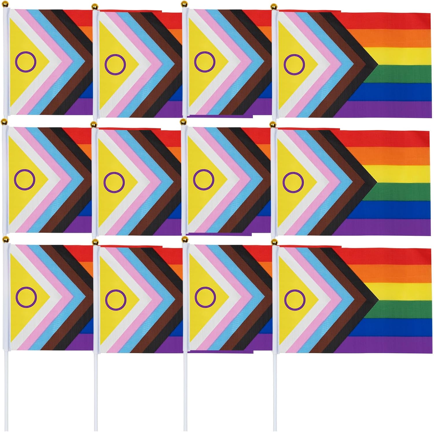 Amazon.com : Intersex Pride Flag, 12-Pack Small Handheld Pride Flag ...