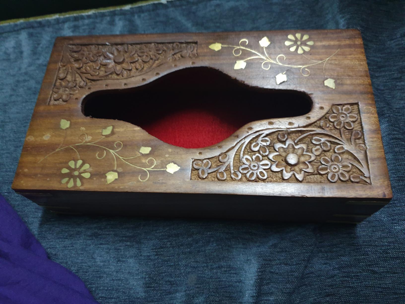 RGrandsons Handmade Wooden Tissue Box Napkin Holder Cover with Brass ...