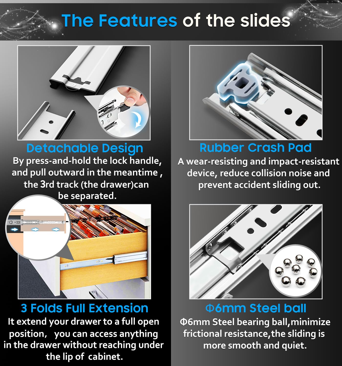 Heavy Duty Locking Drawer Slides Full Extension Runners with Lock 12 14 ...