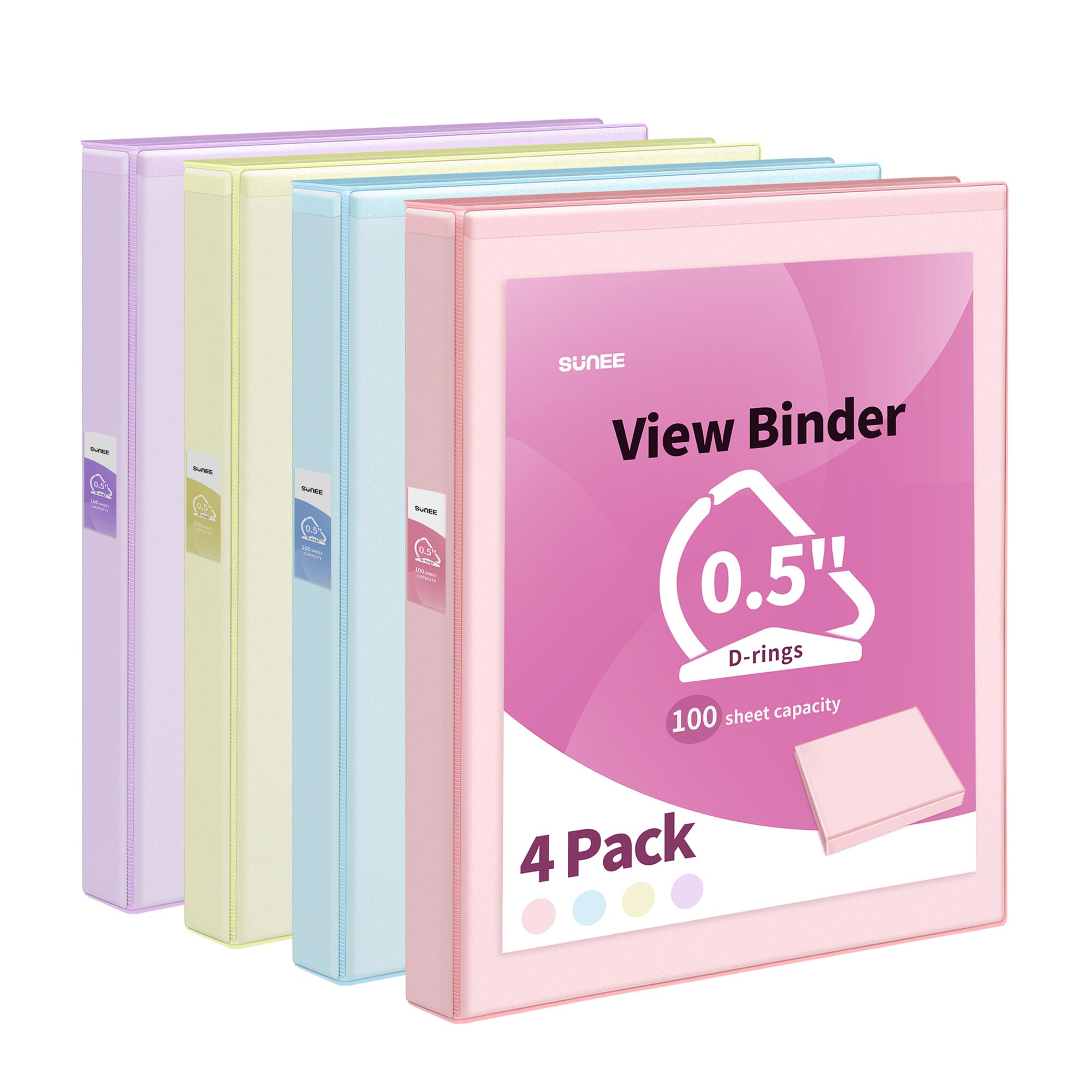 Snapklik.com : SUNEE 3 Ring Binder 0.5 Inch D Ring, Clear View Binder ...