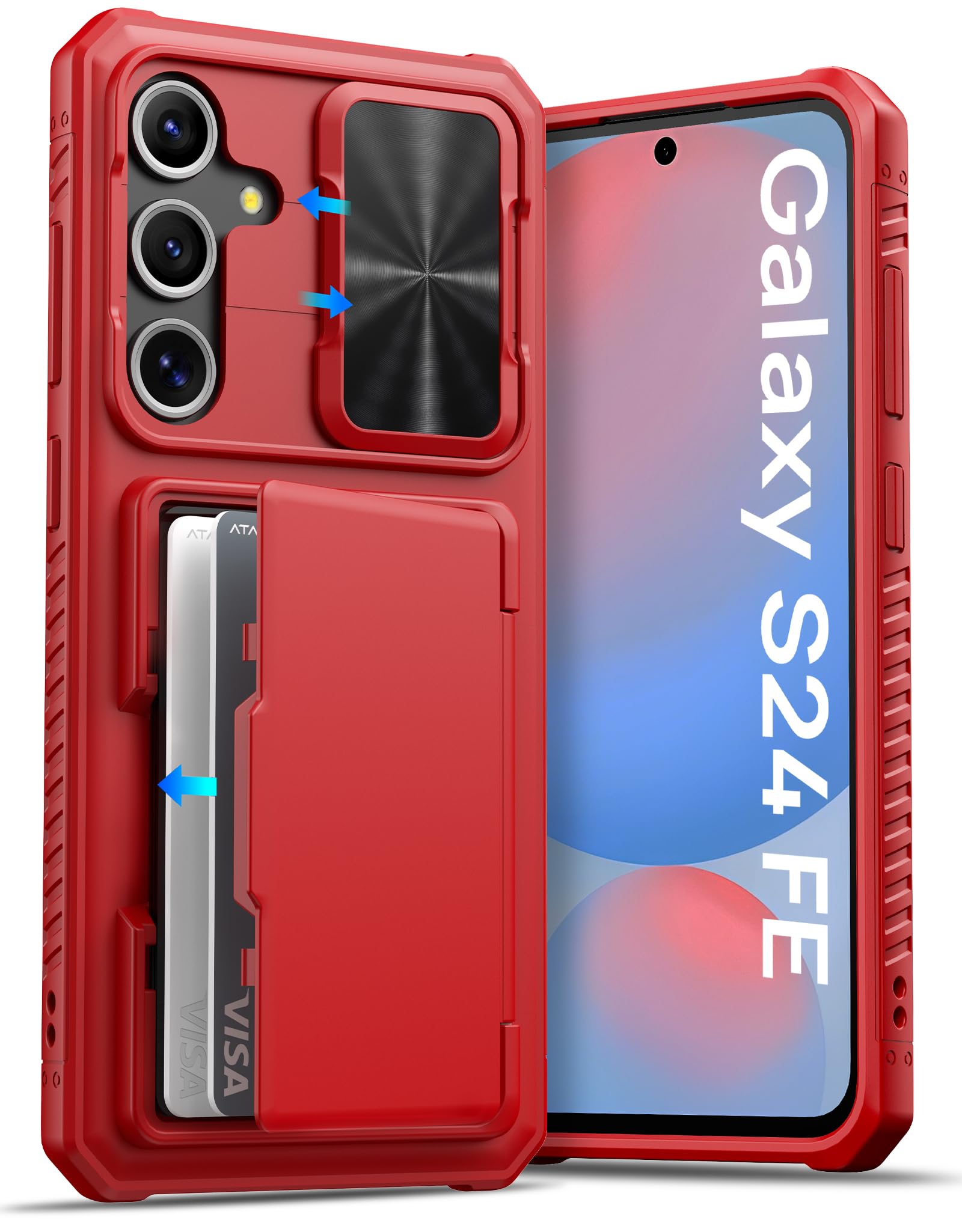 Amazon.com: ATATOO for Samsung Galaxy S24 FE Case with Card Holder(Store 4-5 Cards) [RFID ...