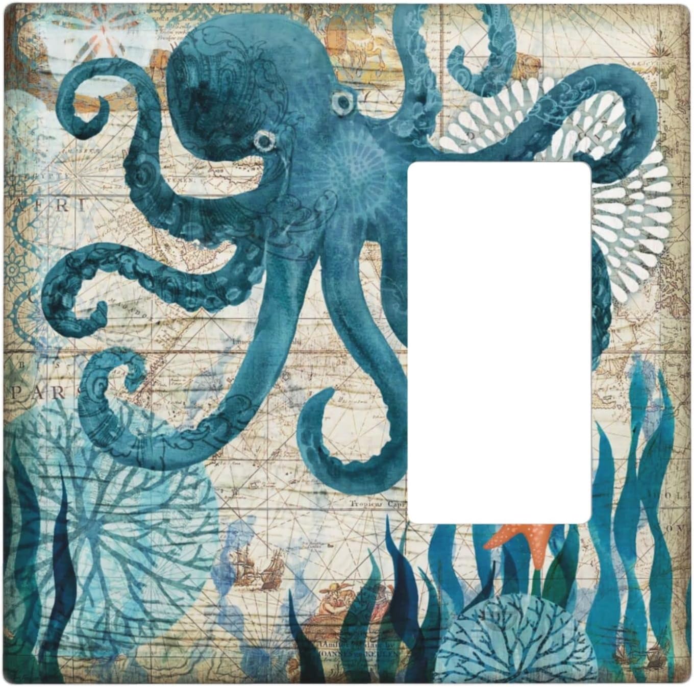 Nautical Octopus Combination Wall Plate 2 Gang Blank/Rocker Switch ...