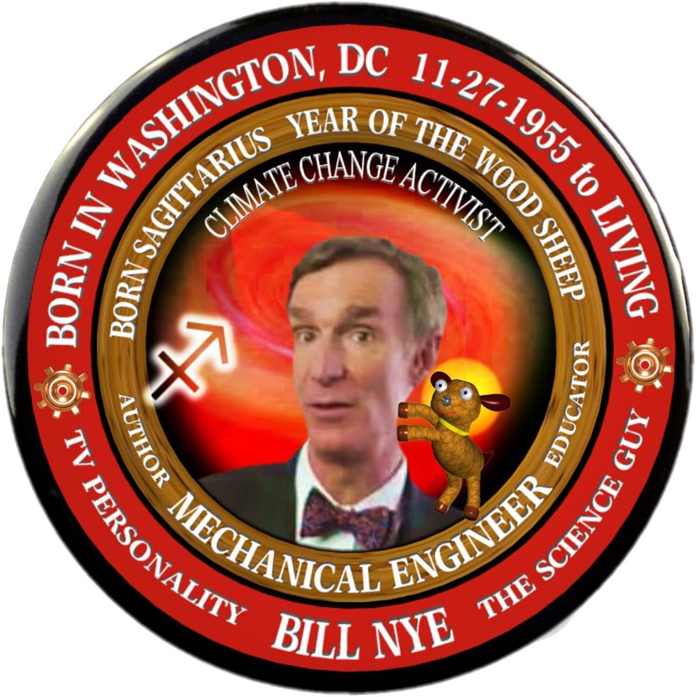 Amazon.com: Bill Nye 3" Pin, Scientist Astrology Sagittarius Zodiac ...