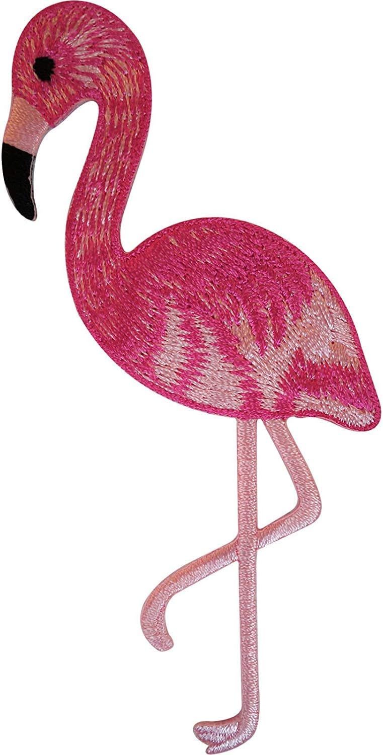 Amazon.com: Embroidered Pink Flamingo Iron On Badge Sew On Patch Jacket ...