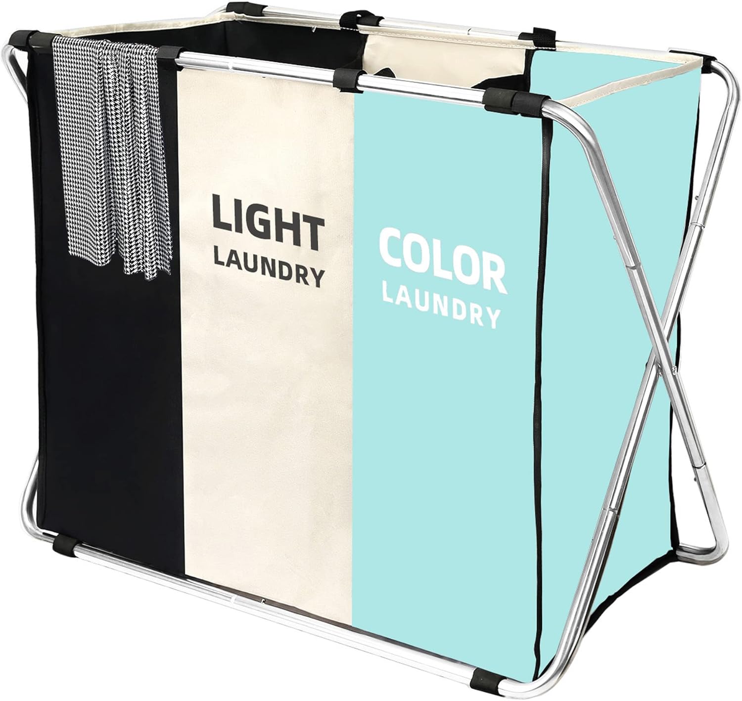 Amazon.com: Laundry Basket Hamper Sorter Cart Foldable 3 Section with ...