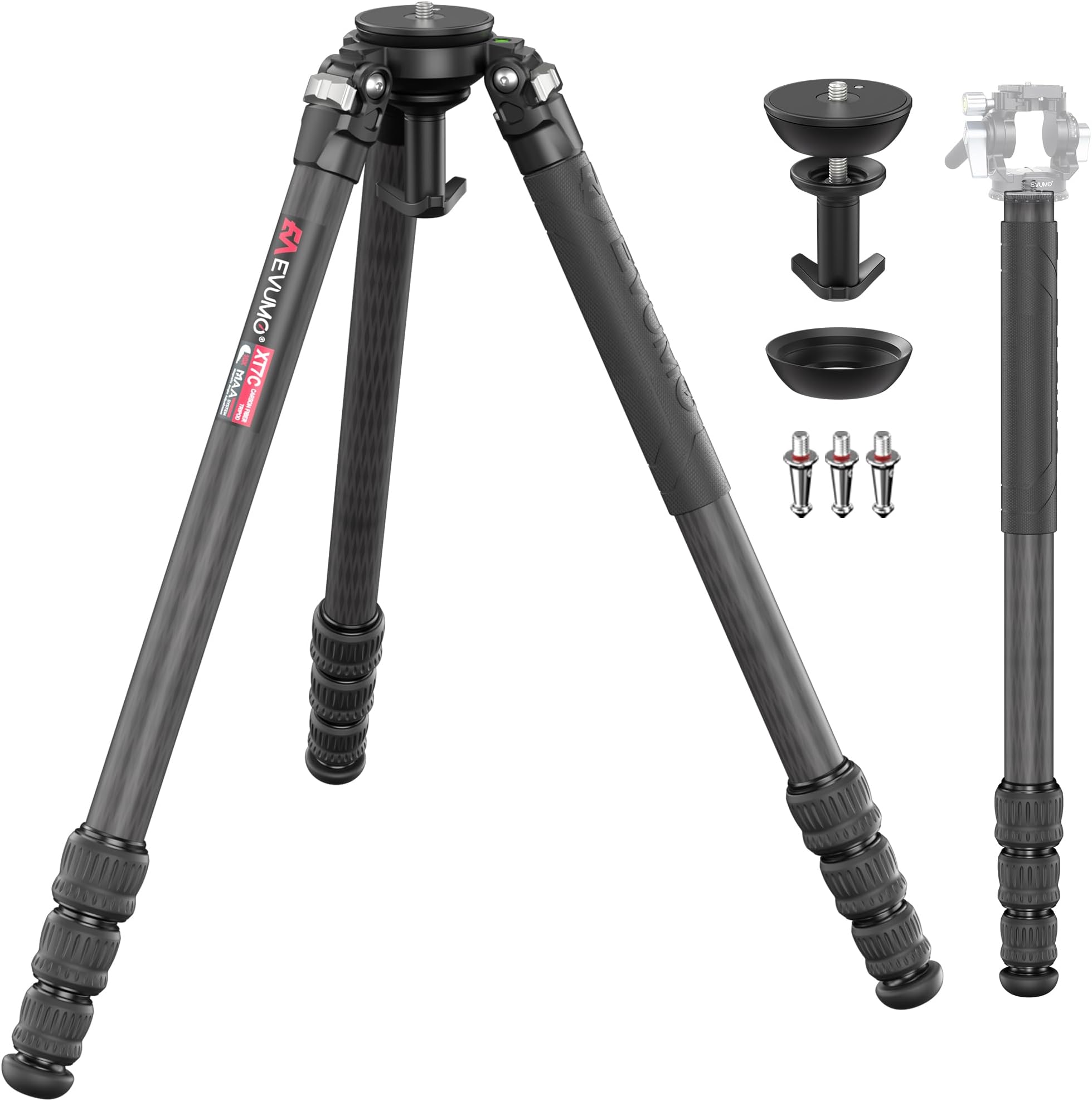 Amazon.com : EVUMO XT7C Carbon Fiber Tripod with Bowl and Leveling Base ...