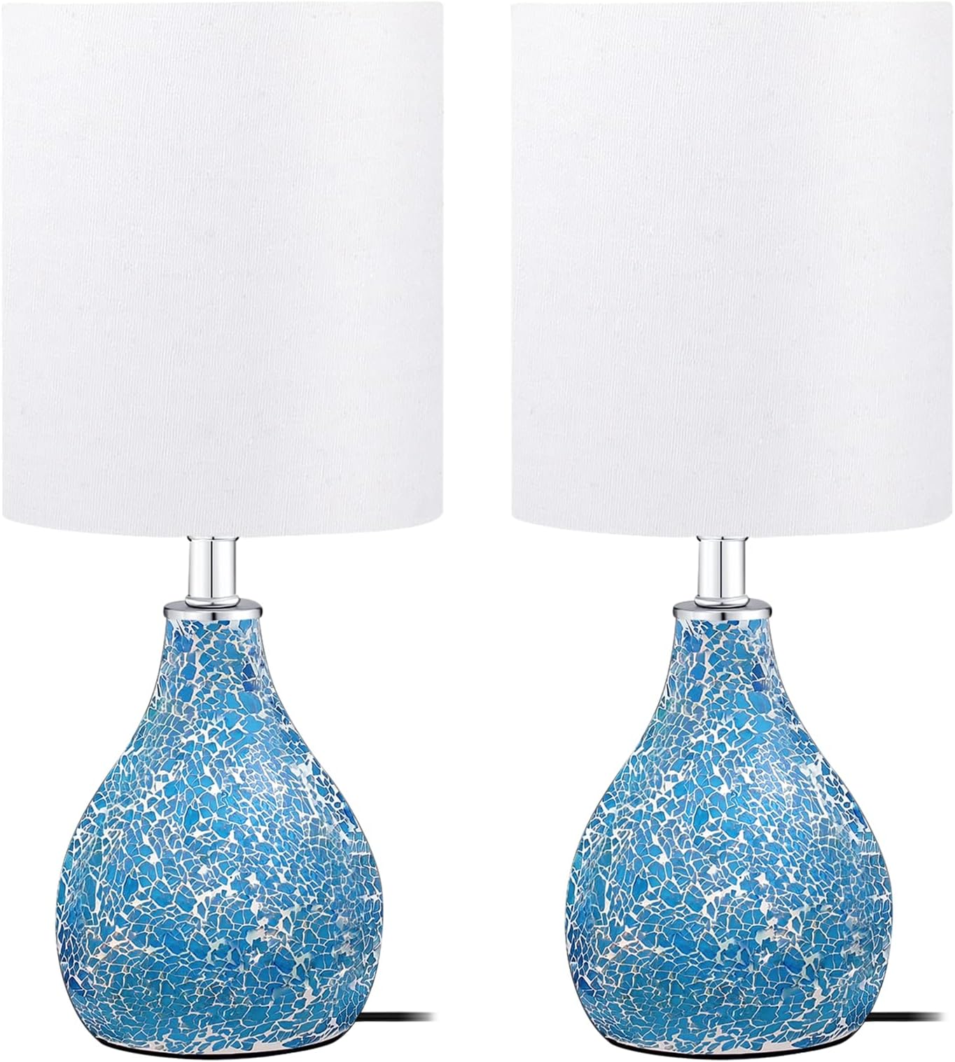 TPAMSWO Modern Table Lamps Set of 2, Blue Gourd Design Mosaic Tiled ...