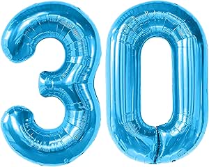 Amazon.com: 40 Inch 30 Balloon Numbers, 30th Birthday Balloons, Blue ...