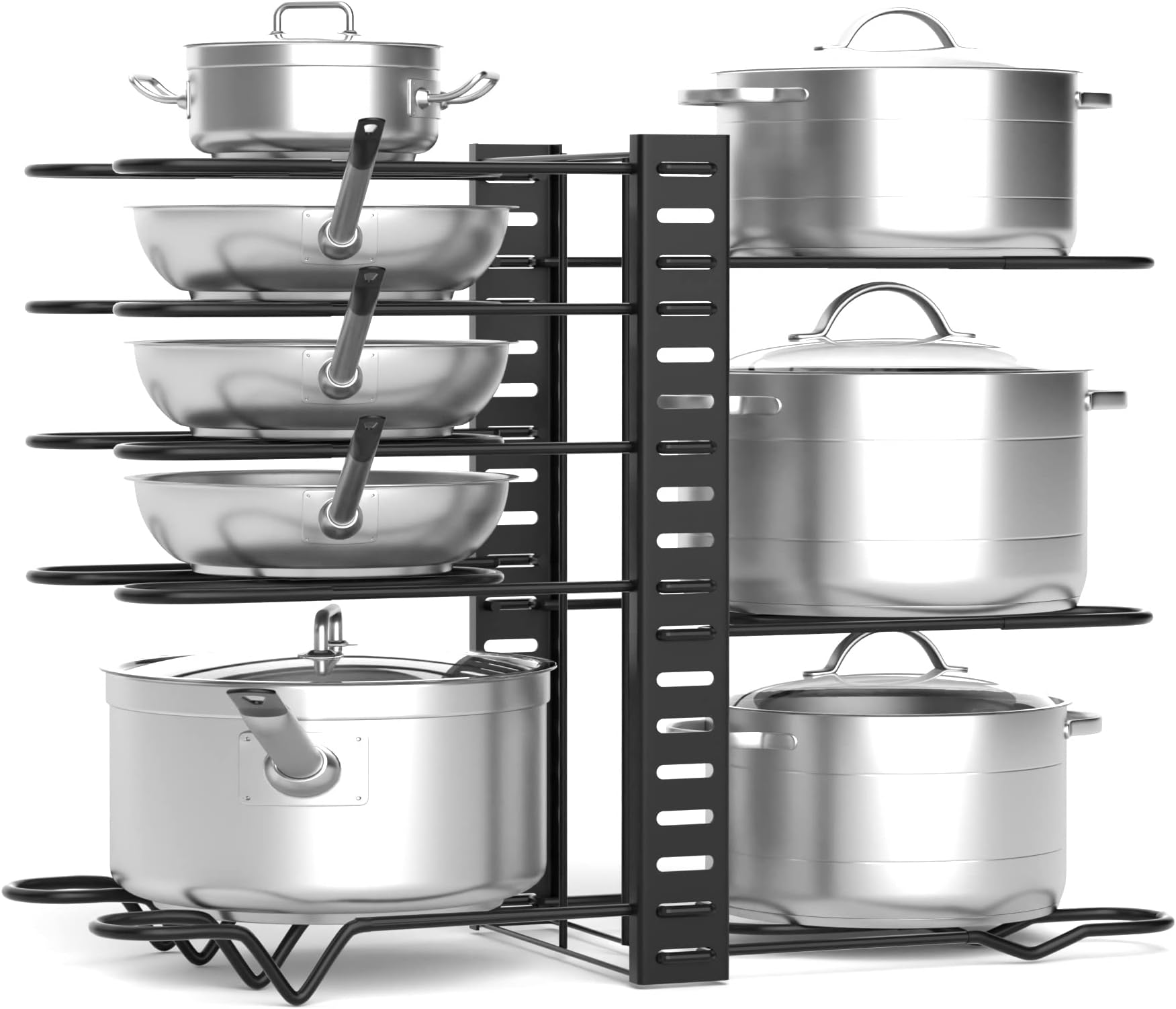 Amazon.com: ORDORA 8 Tier Pot and Pan Organizer Rack for Cabinet With 3 ...