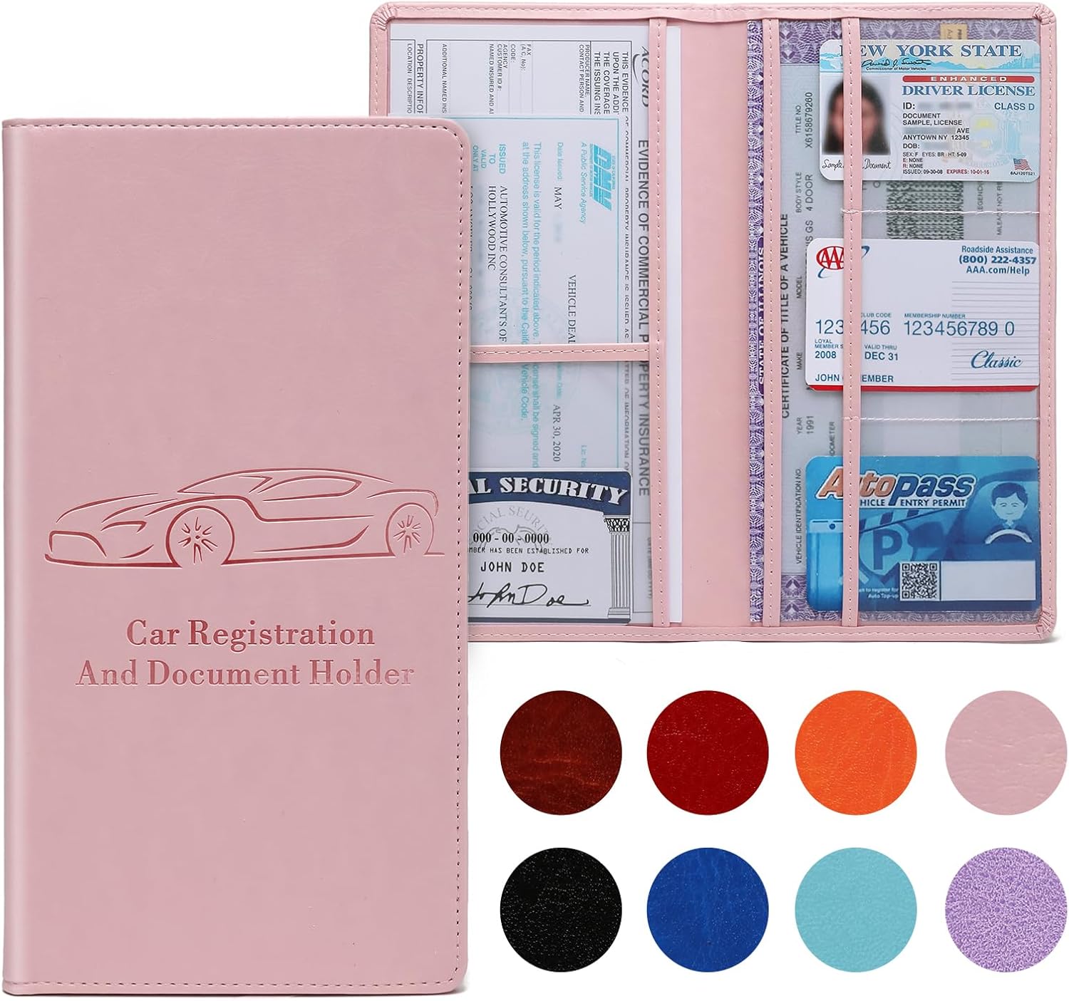 Amazon.com: Peisicne Car Registration and Insurance Card Holder for ...