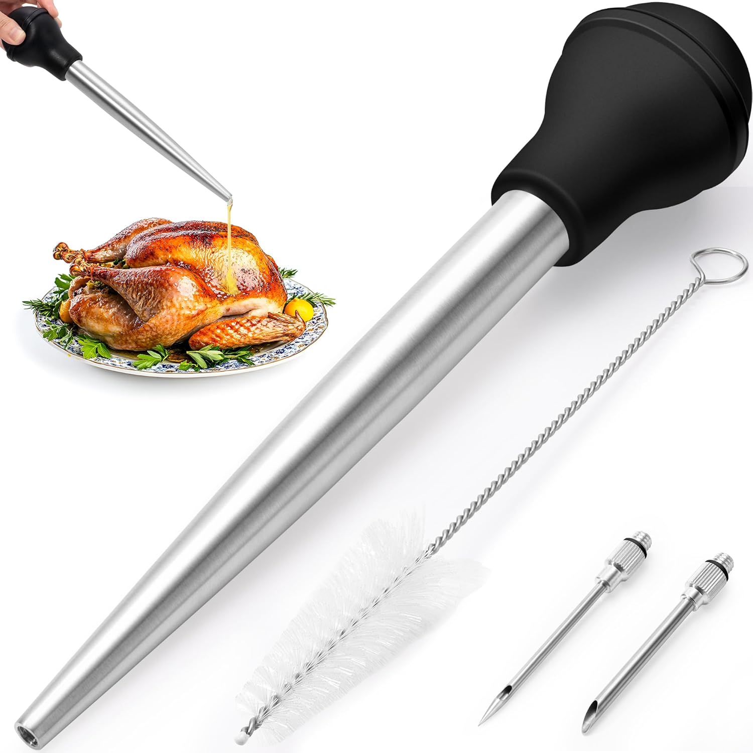 Amazon.com: Rainspire Upgraded Large Stainless Steel Turkey Baster for ...