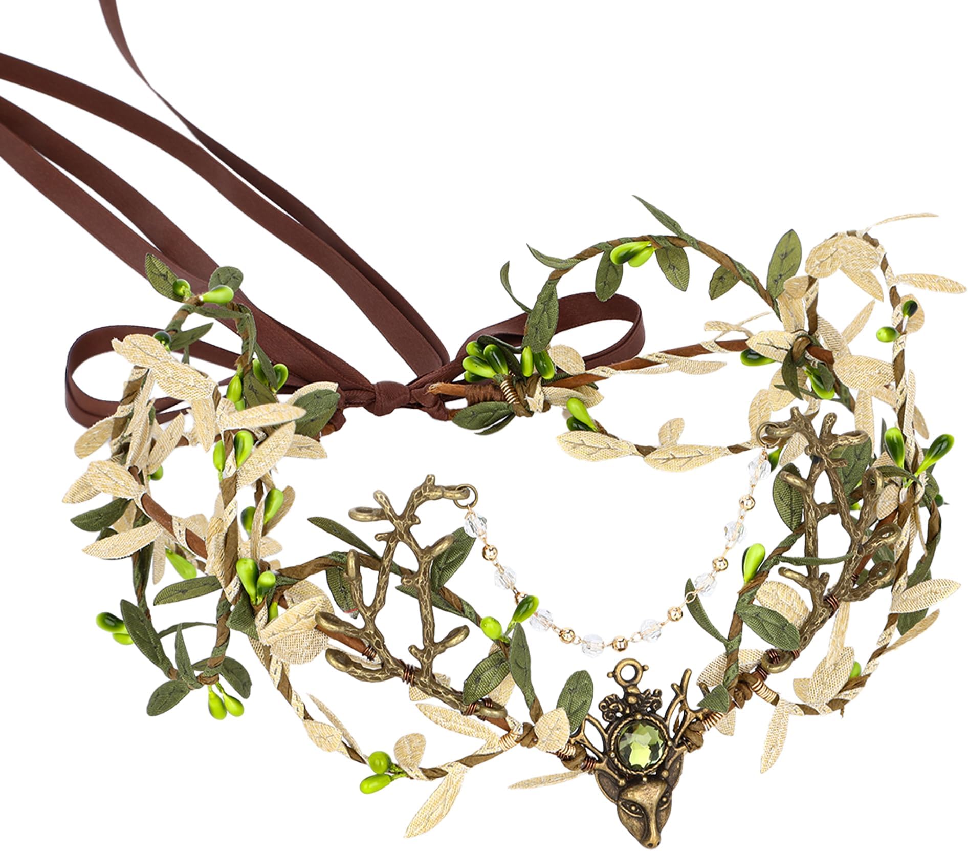 Amazon.com : MOSTORY Handmade Green Woodland Elf Crown - Forest Fairy Headpiece Elven Circlet ...