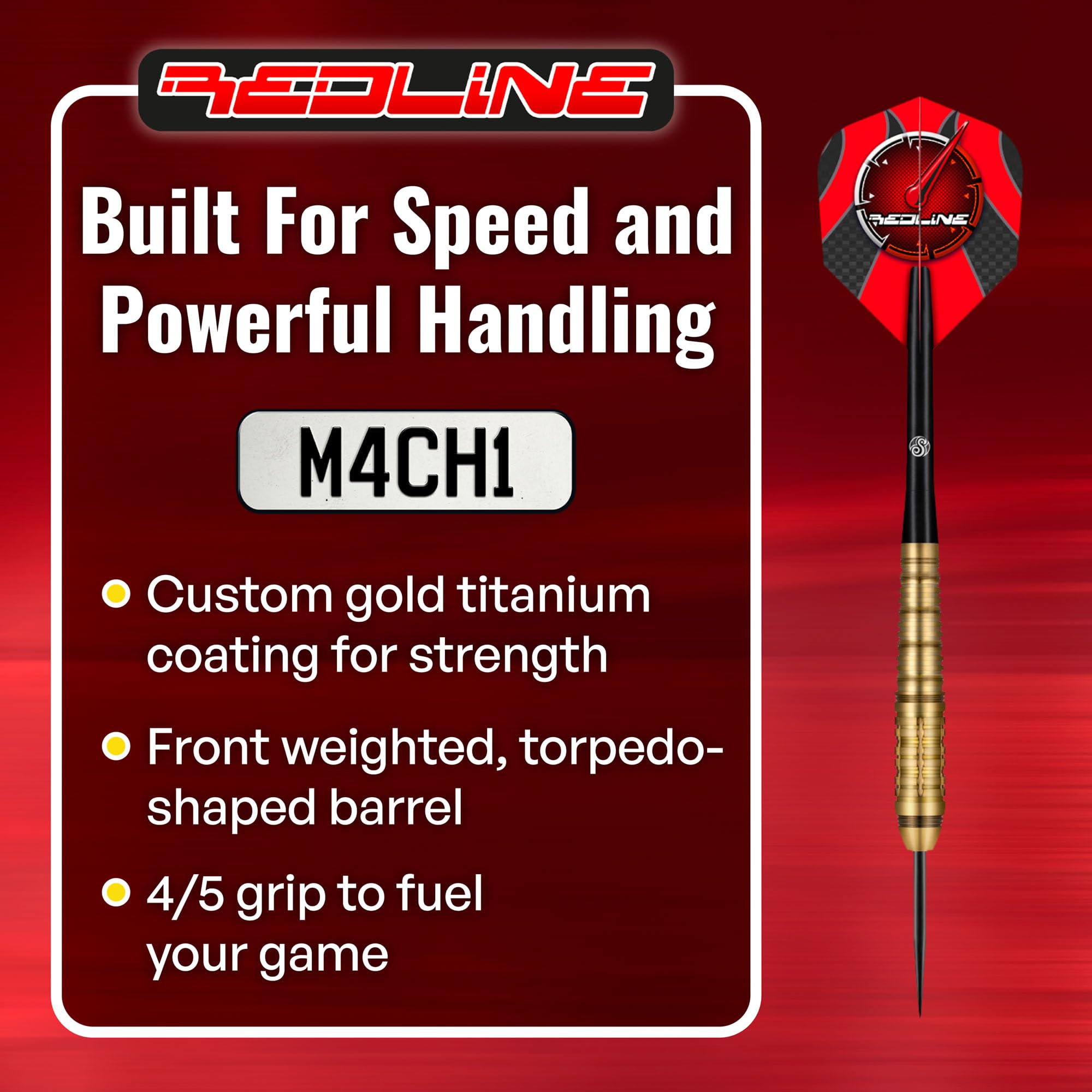 Shot! Darts Redline M4CH1 Steel Tip Dart Set Front Weighted 80% ...