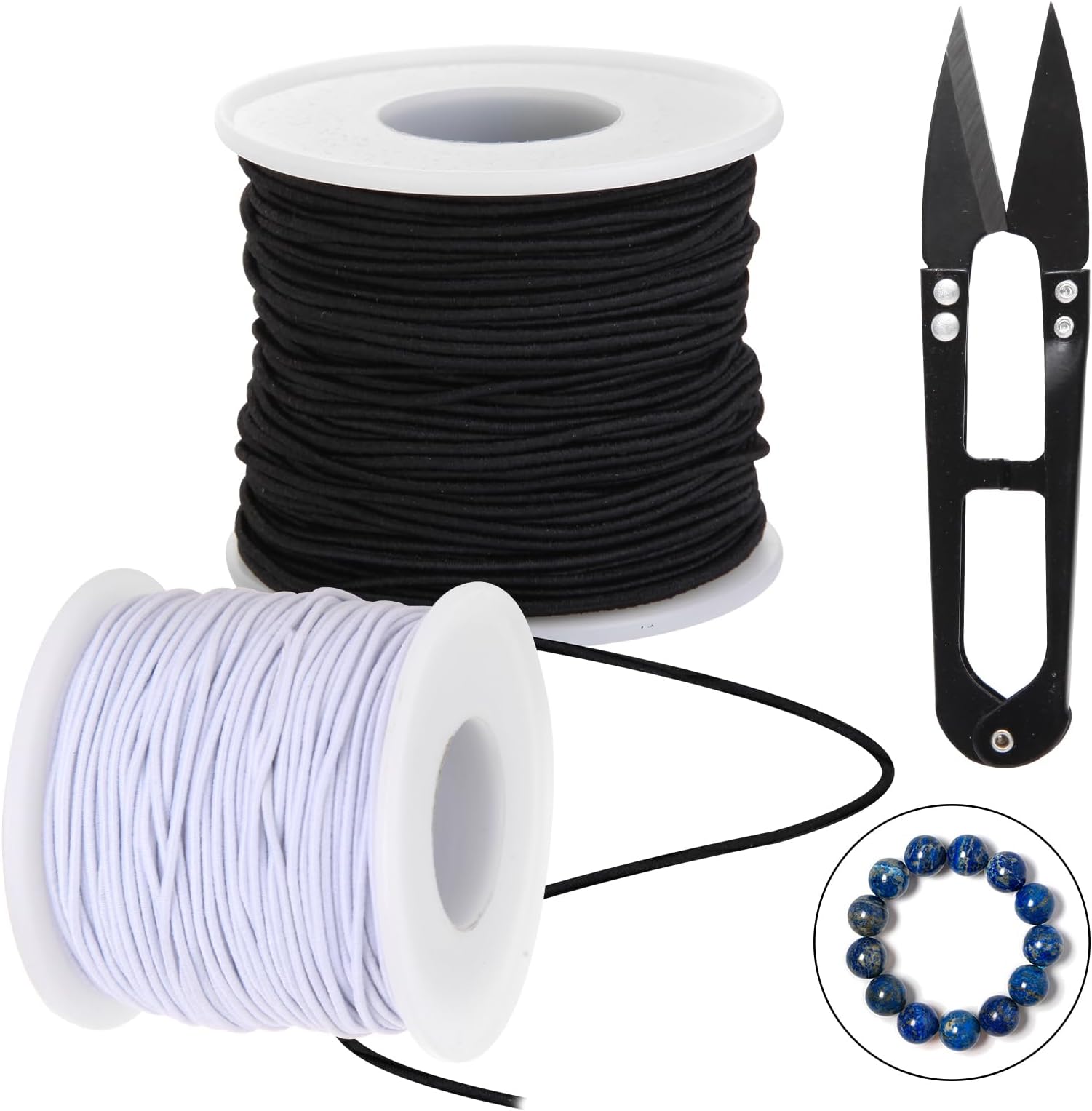 1mm x 200m Gummiband für Armbänder, 2 Rollen Elastisches Band für ...