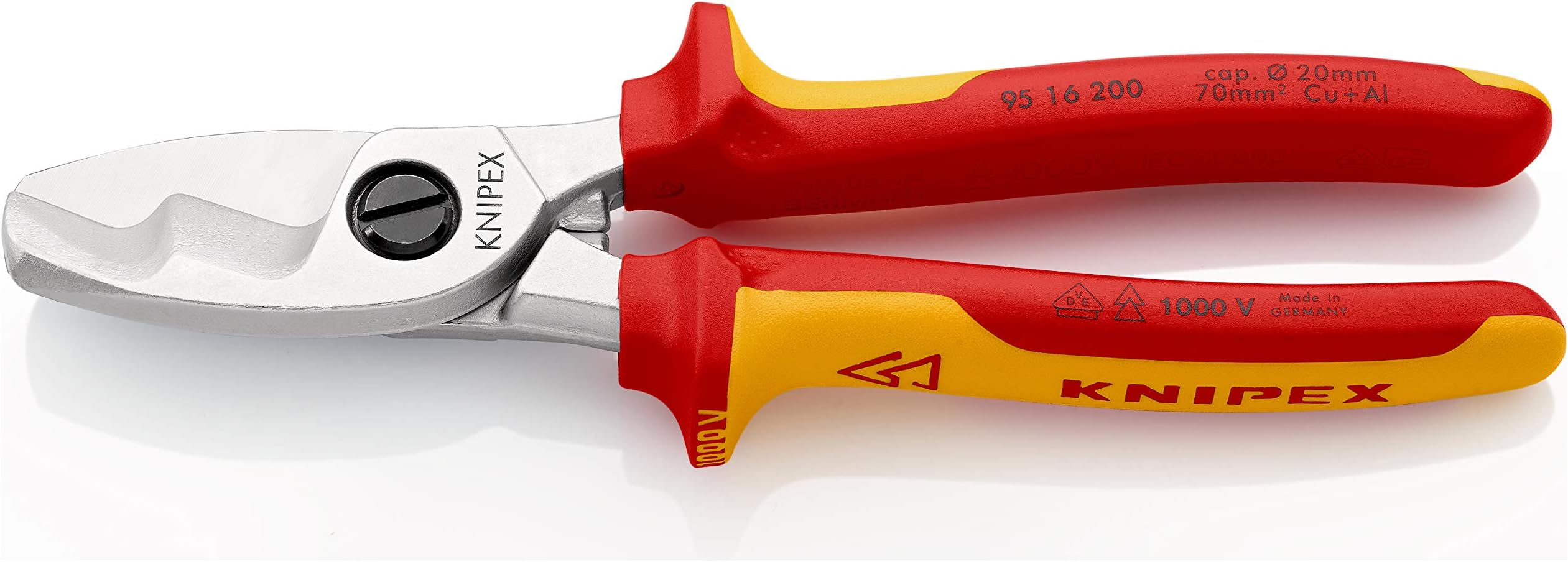 Knipex Cable Shears with twin cutting edge chrome-plated, insulated ...