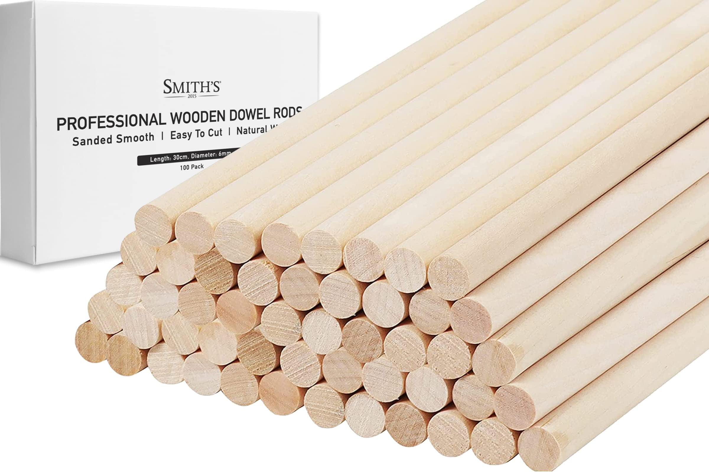 50PCS 10mm Wood Dowel Rods 30cm Natural, Wooden Dowel Craft Unfinished ...