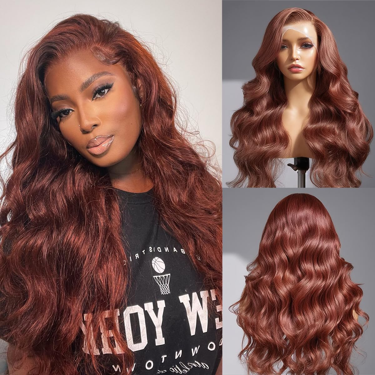 Amazon.com : Reddish Brown Lace Front Wigs Human Hair -13x4 HD Lace ...
