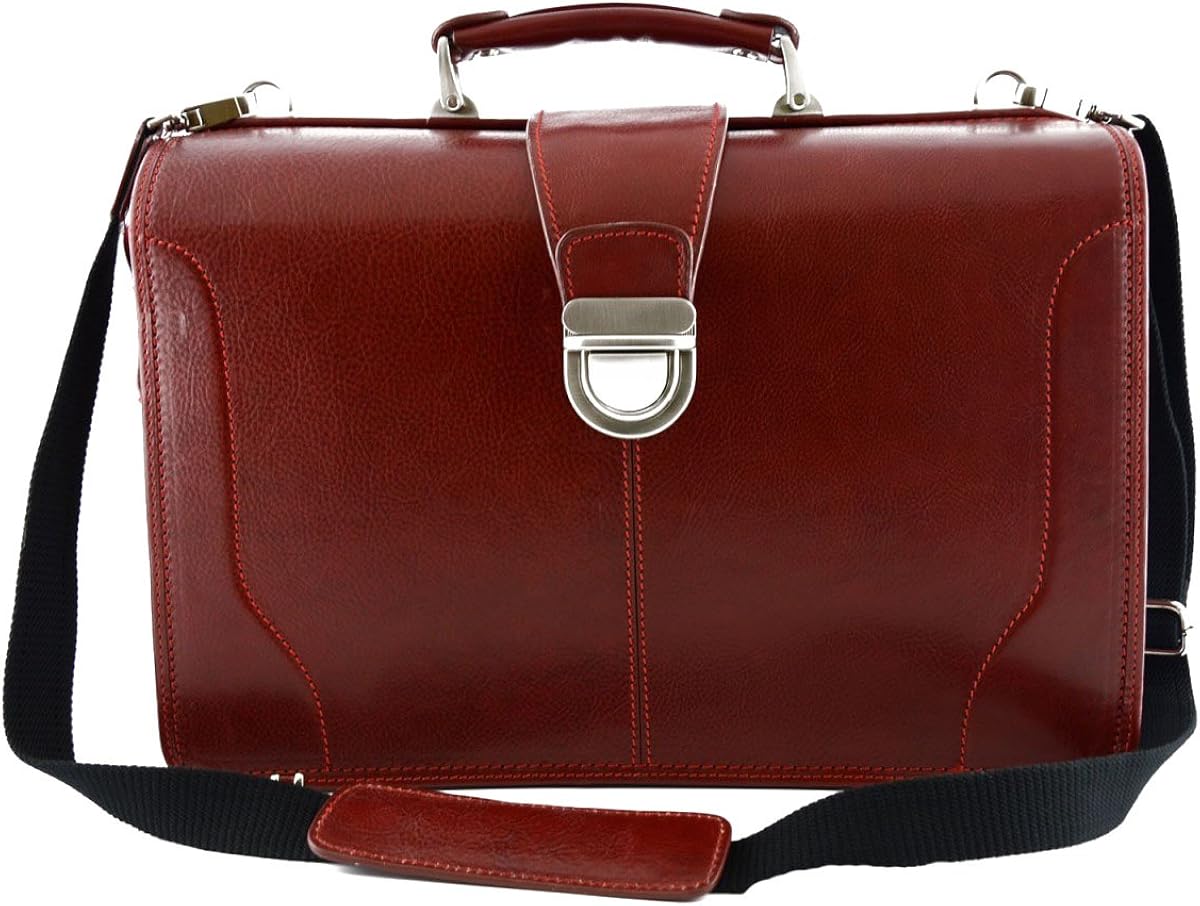 Genuine Leather Doctor Bag, Three Compartments Color Red, Red, 1 ...