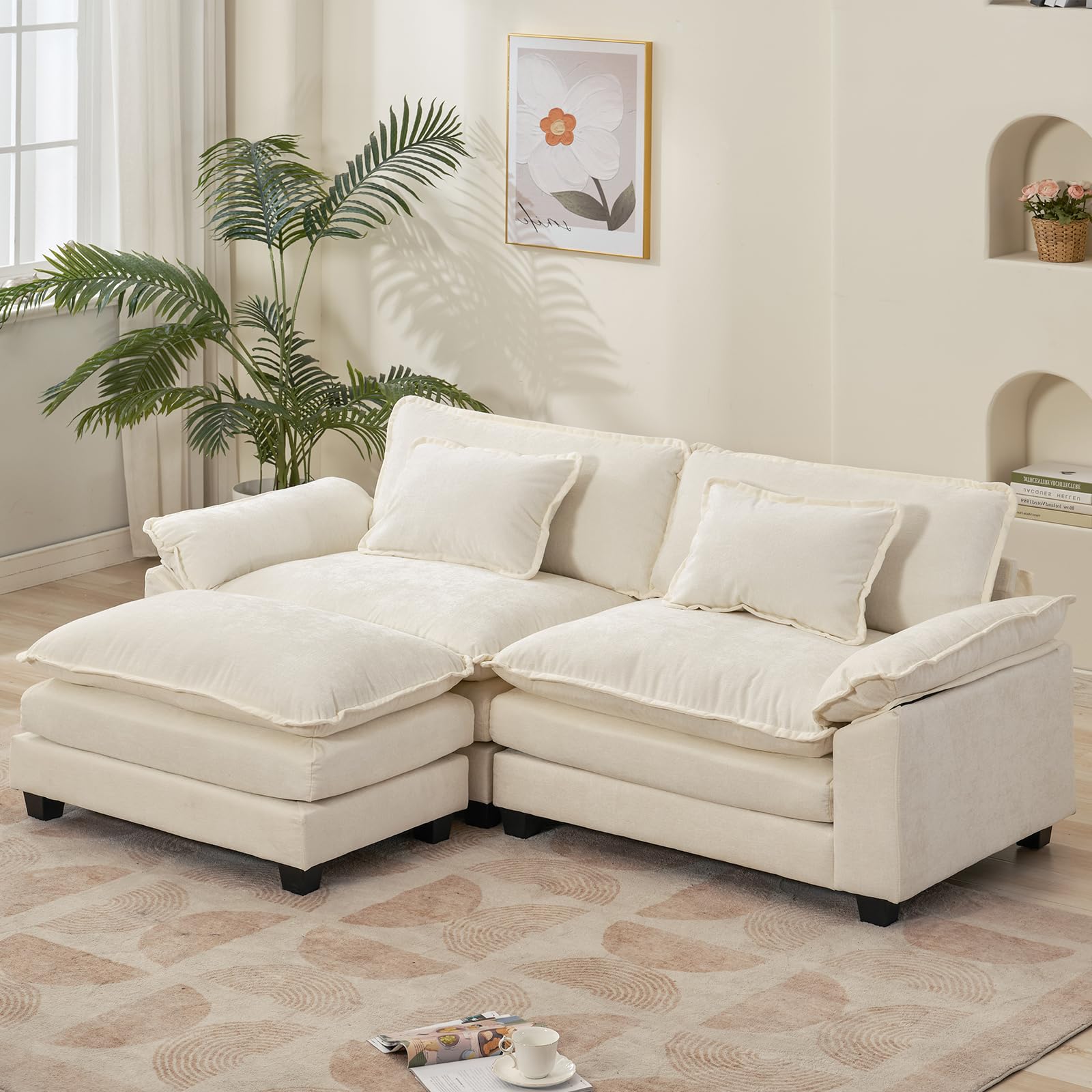 Amazon.com: DRMBOOK 86“ Modern Deep Cloud Couch Sectional with Ottoman ...