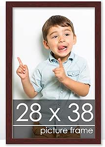 Amazon.com - 28x38 Frame Brown Mahogany Finish Solid Pine Wood Frame ...
