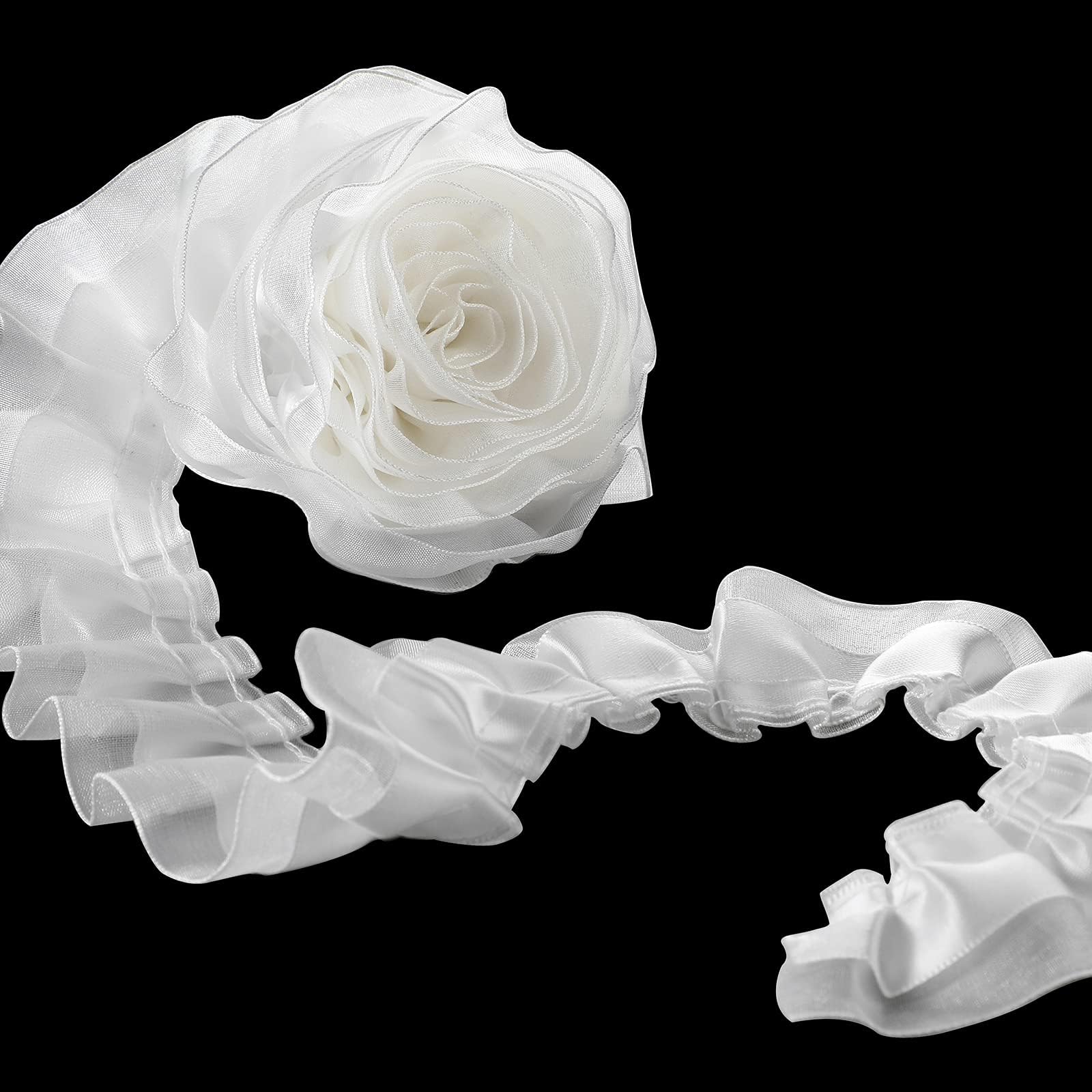 Amazon.com: 5 Yard 2-Layer Quality Pleated Organza Lace Edge Gathered ...