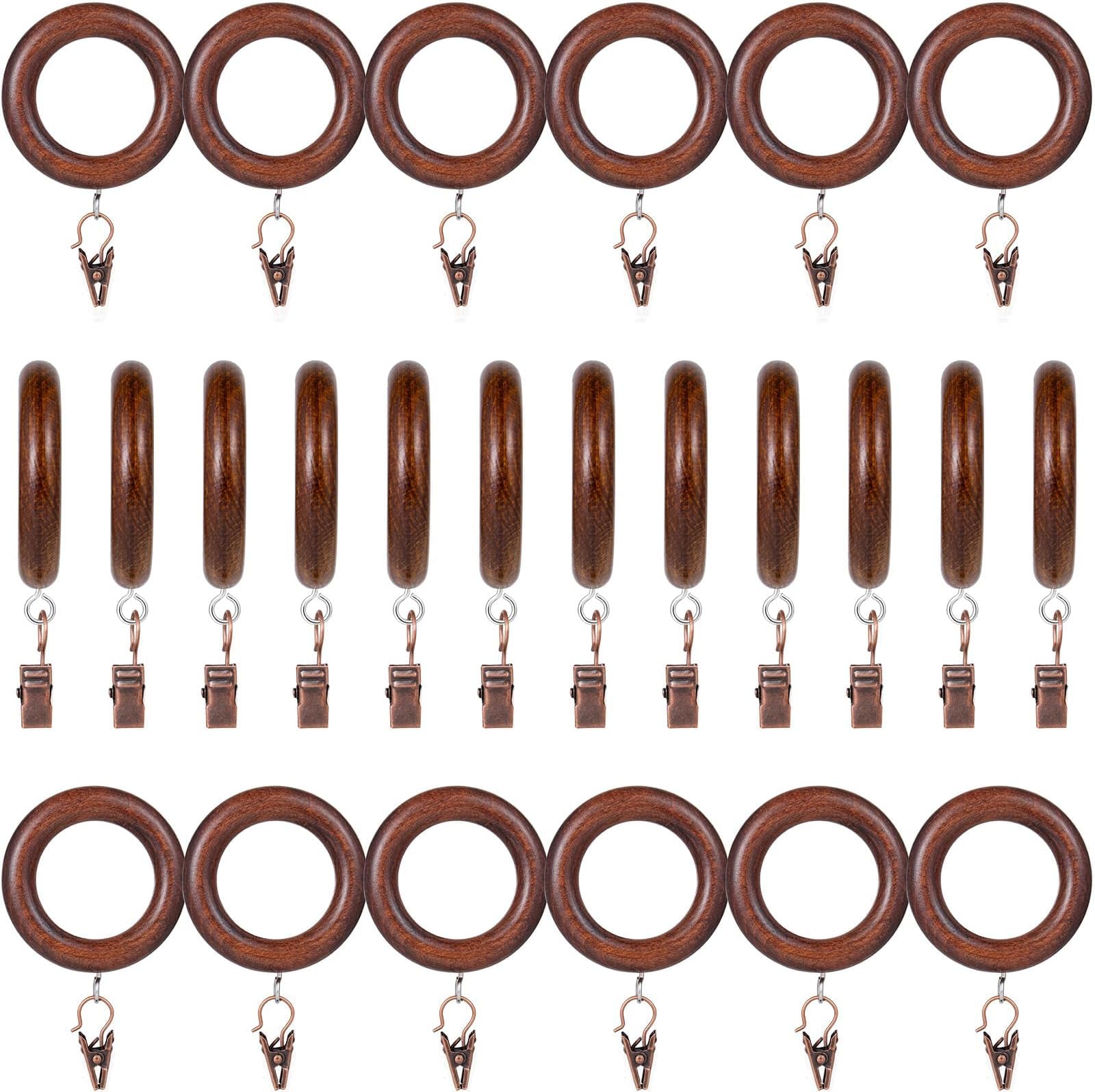 Amazon.com: 12 Pack Curtain Rings with Clips, Bamboo Handmade Drapery ...