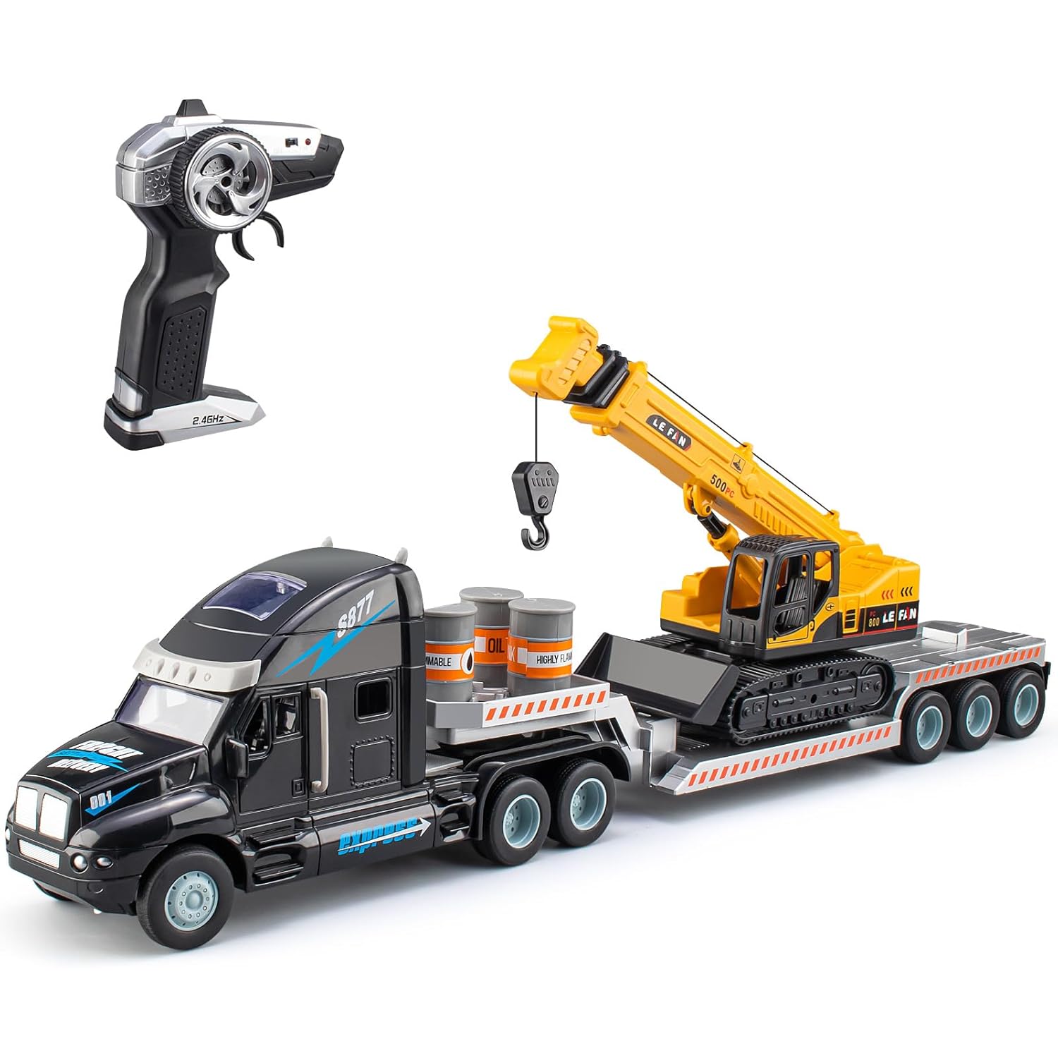 ZSWSJQ 2.4Ghz Remote Control Semi Truck with Crane-21.7 Inch RC Semi ...