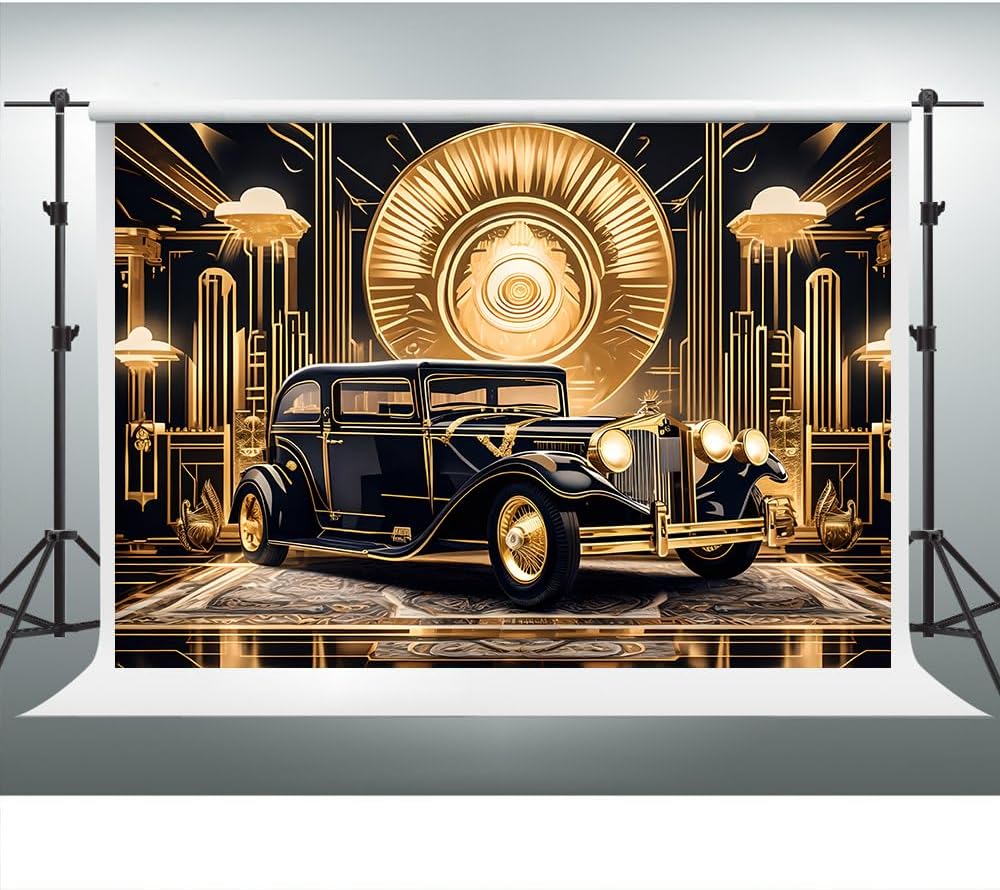 Amazon.com : VIDMOT Roaring 20s Background 7x5ft Black Gold Retro ...