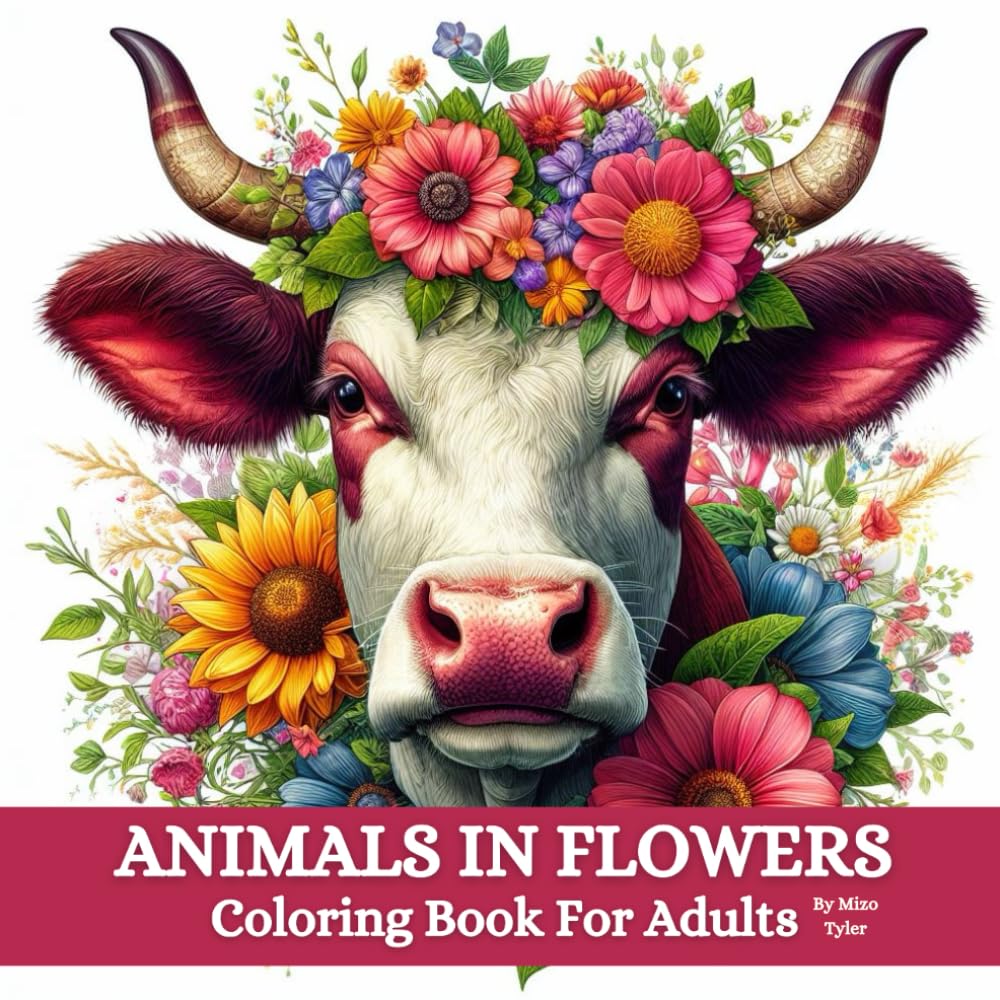 Amazon.com: Animals in Flowers Coloring Book For Adults: Beautiful ...