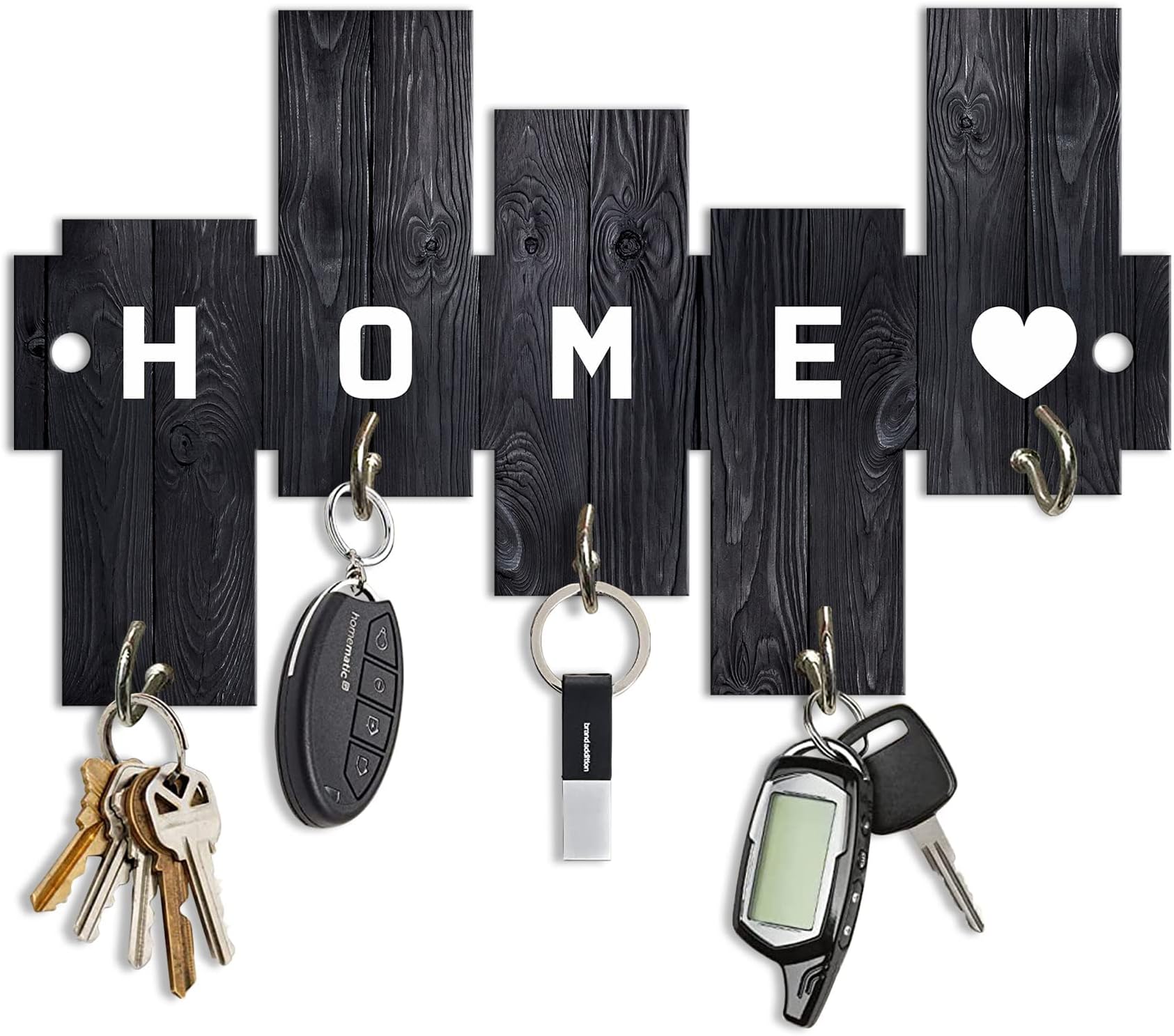 SHUCHI Kitty Pow Cat Inspired Key Holder - Matte Black Metal Rack, 6 ...