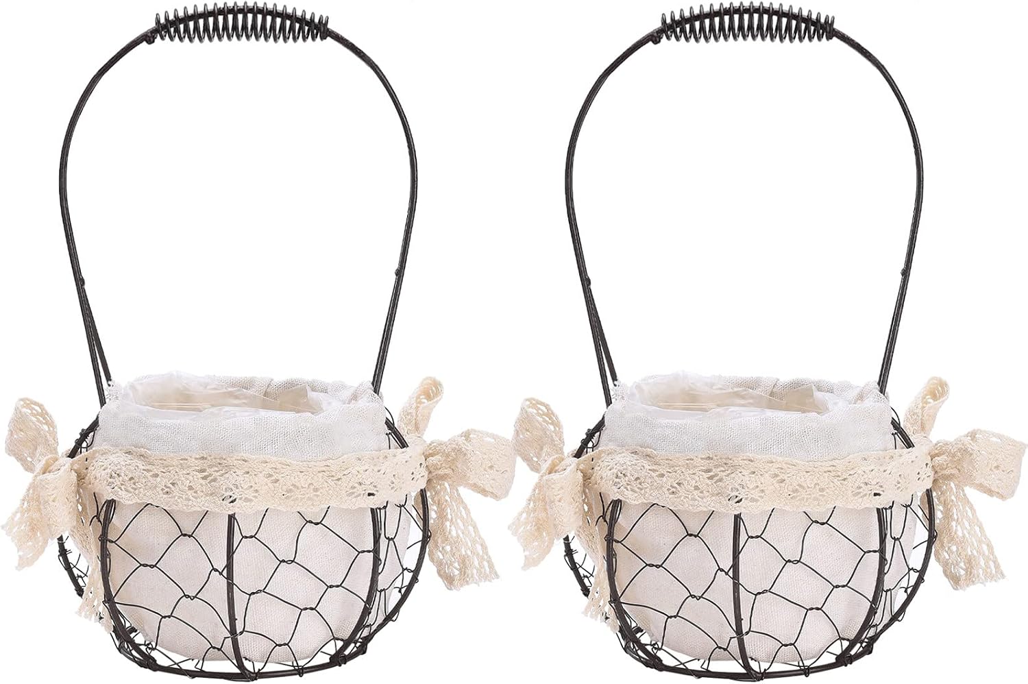 Amazon.com: Wnvivi 2PCS Vintage Wire Flower Girl Baskets with Fabric ...
