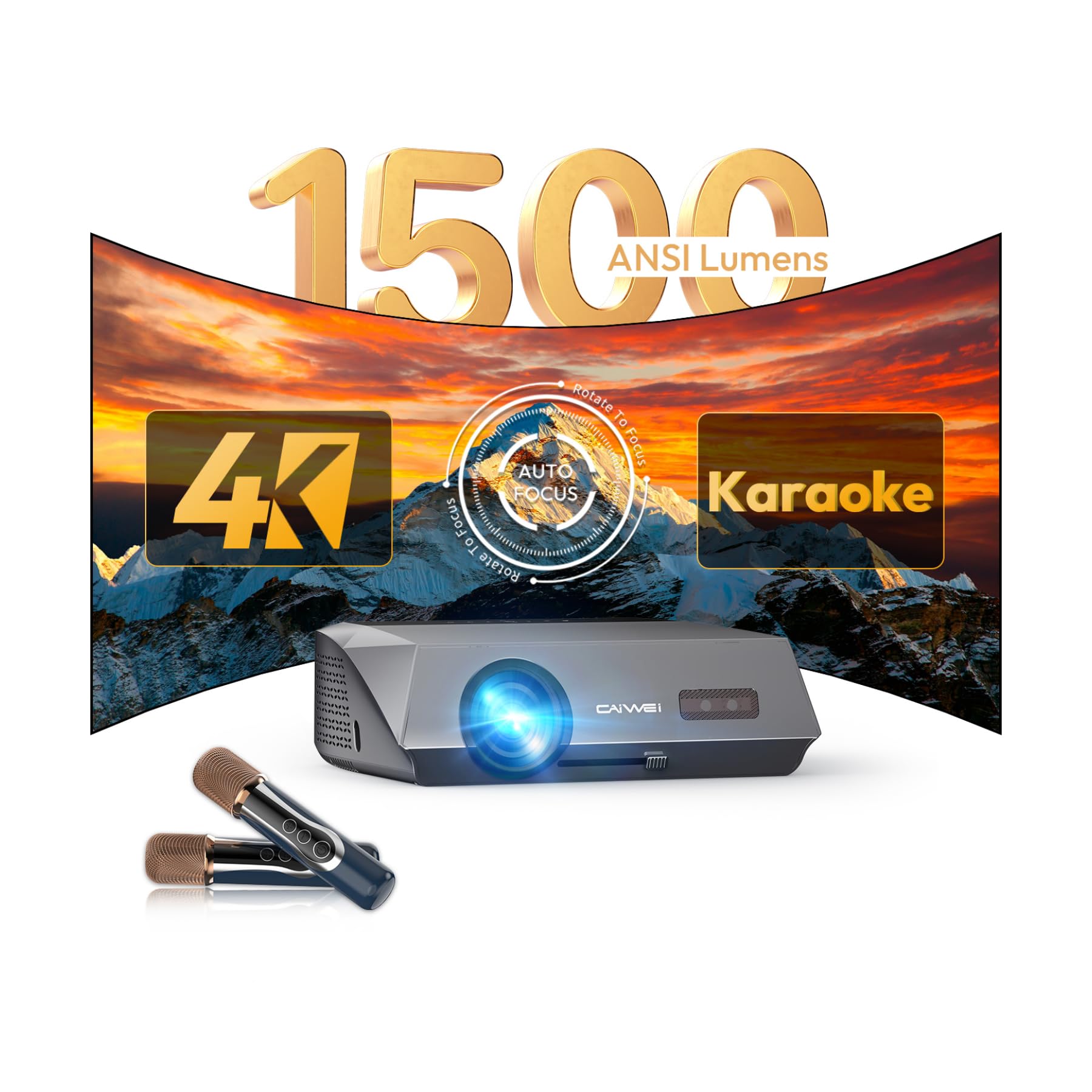 Amazon.com: Auto Focus Ultra HD 4K Projector Built-in Karaoke System ...