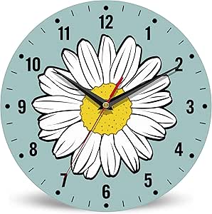 Amazon.com: SPUNKER Clock for Bedroom,White Daisy Wall Clocks for ...