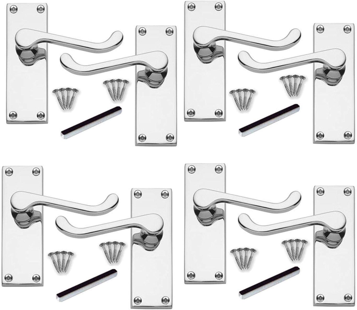 Haven Heritage Door Handles: Chrome Modern Scroll Door Handles (4 Sets ...