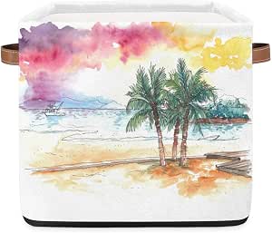 Amazon.com: Aglebo Tropical Coconut Tree Beach Storage Basket ...
